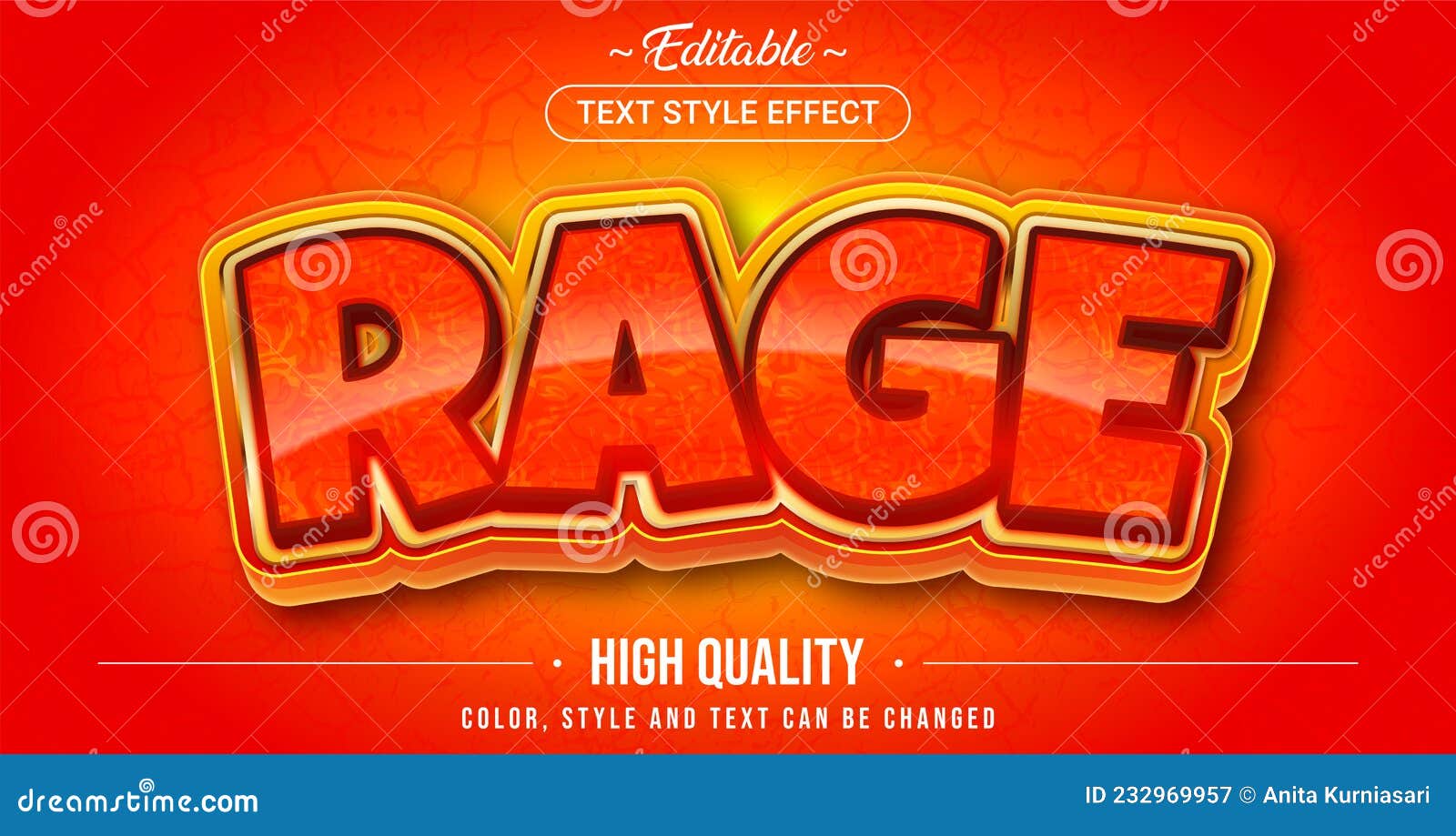 Editable Text Style Effect - Rage Theme Style Stock Vector ...