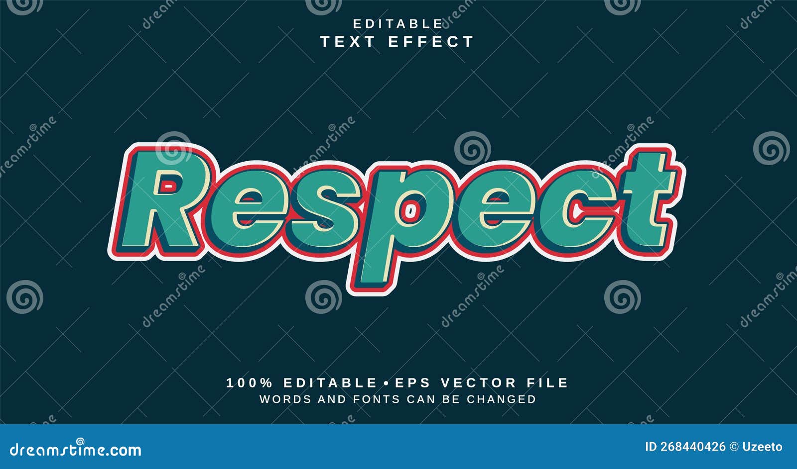 Editable Text Style Effect - Respect Text Style Theme Stock Vector ...