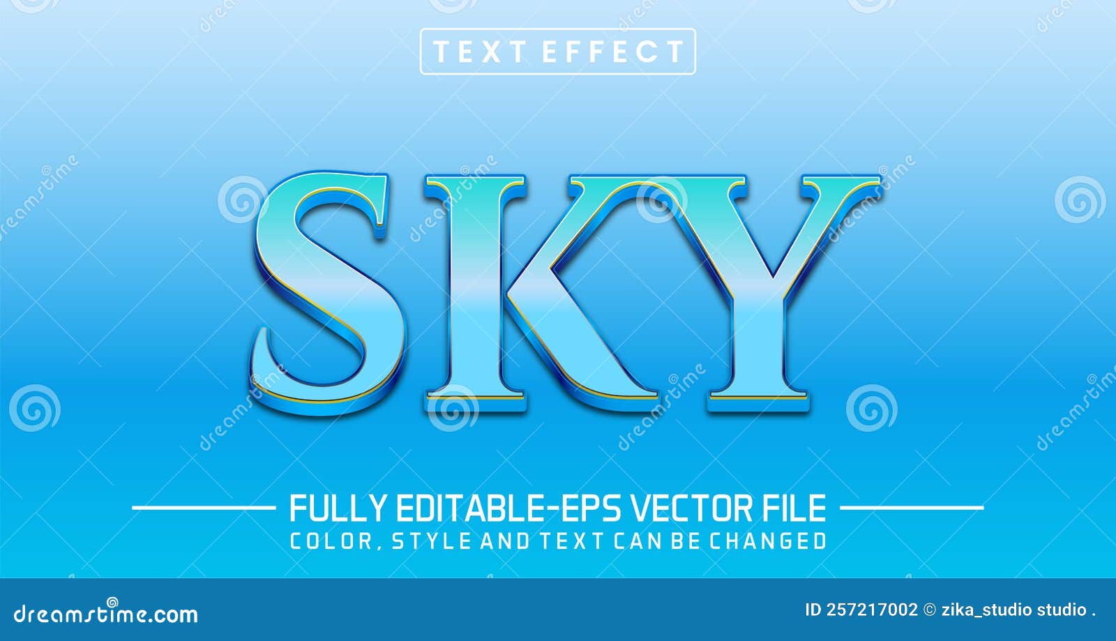 Editable Text Style Effect - Sky Text Style Theme Stock Vector ...