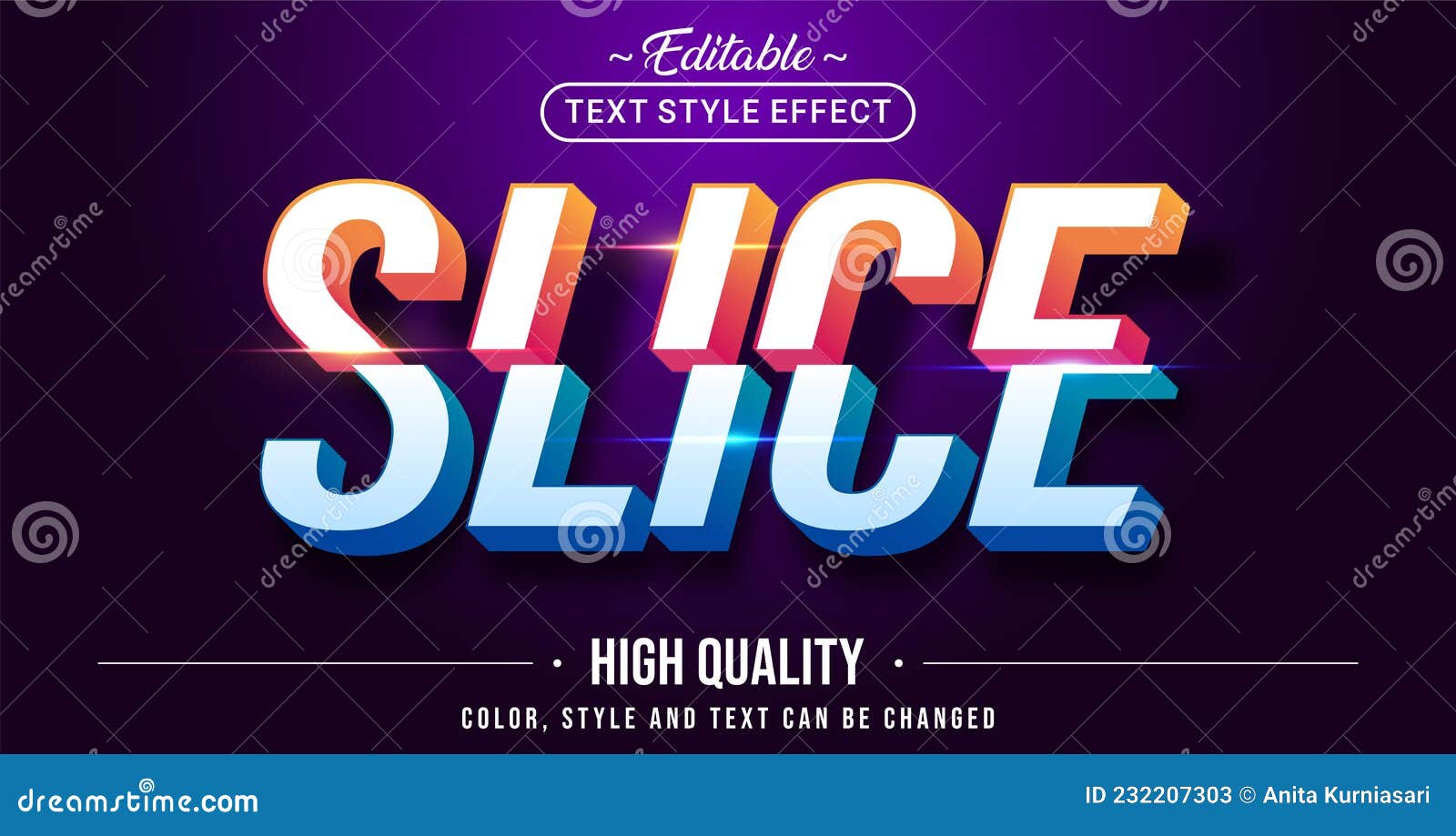 Editable Text Style Effect - Slice Text Style Theme Stock Vector ...