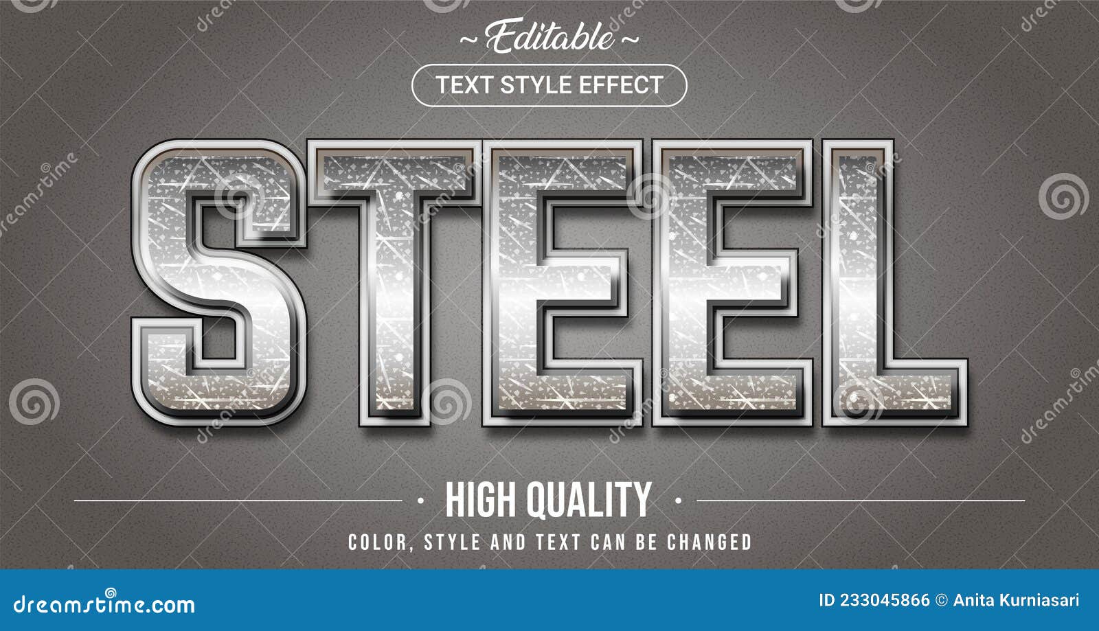 Editable Text Style Effect - Steel Theme Style Stock Vector ...