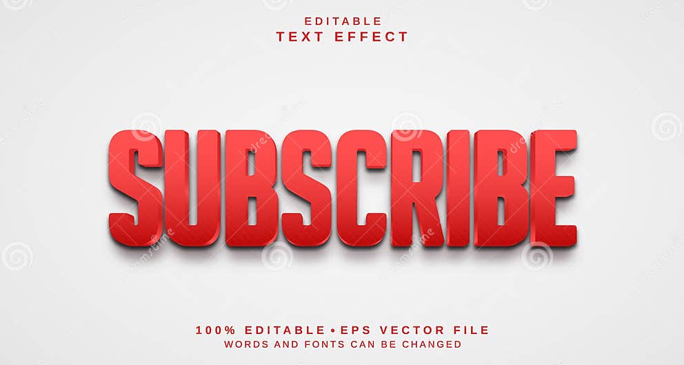 Editable Text Style Effect - Subscribe Text Style Theme Stock Vector ...