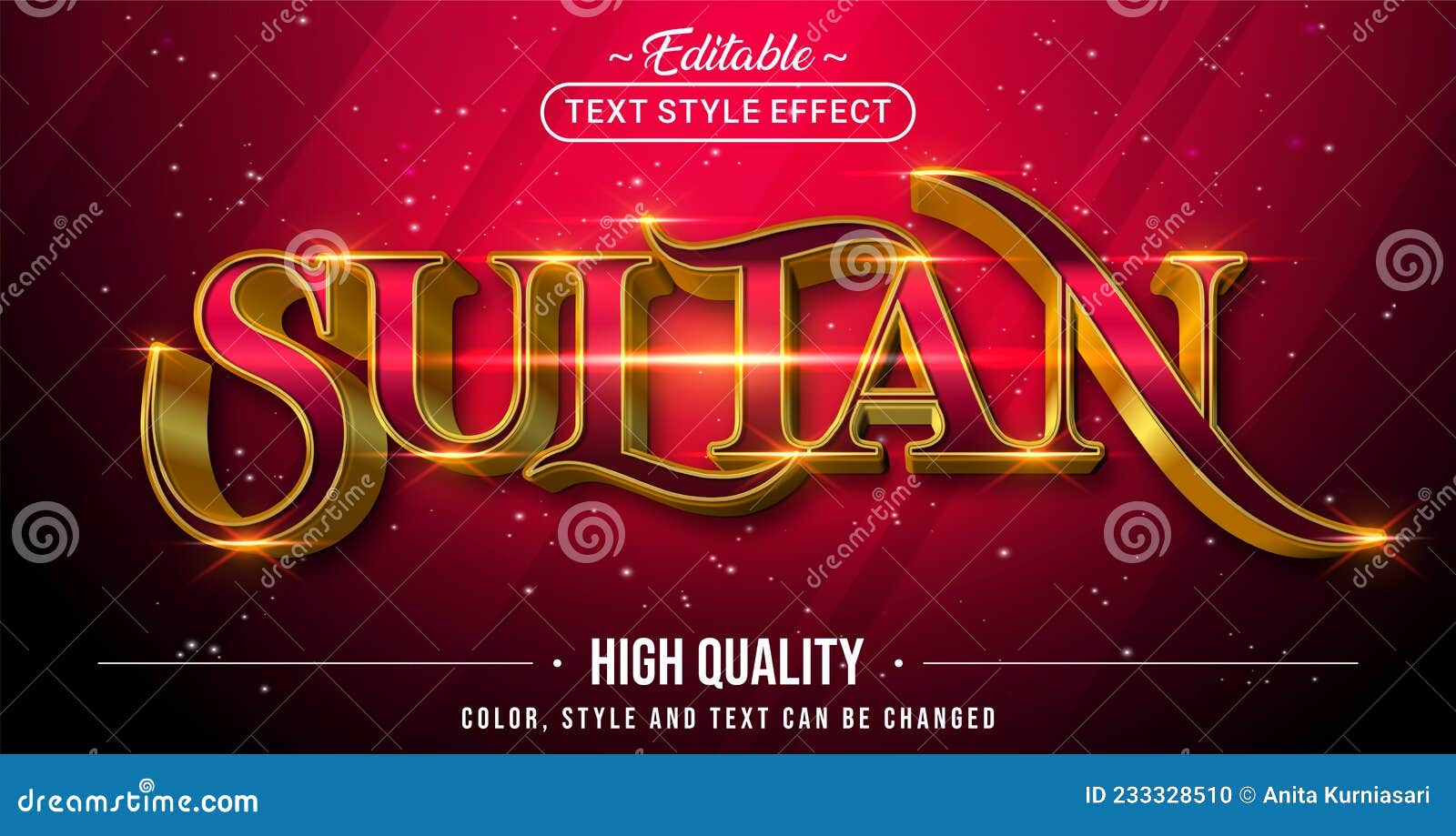 Editable Text Style Effect - Sultan with Gold and Red Text Style Theme ...