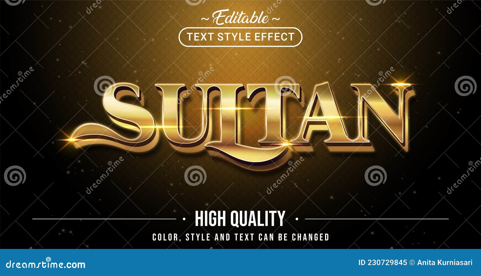 Editable Text Style Effect - Sultan with Golden Text Style Theme Stock ...