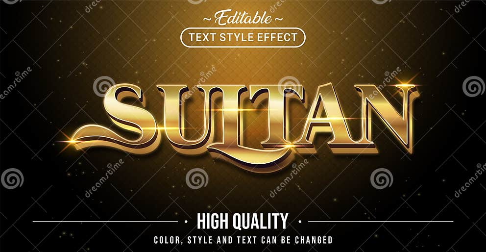 Editable Text Style Effect - Sultan with Golden Text Style Theme Stock ...