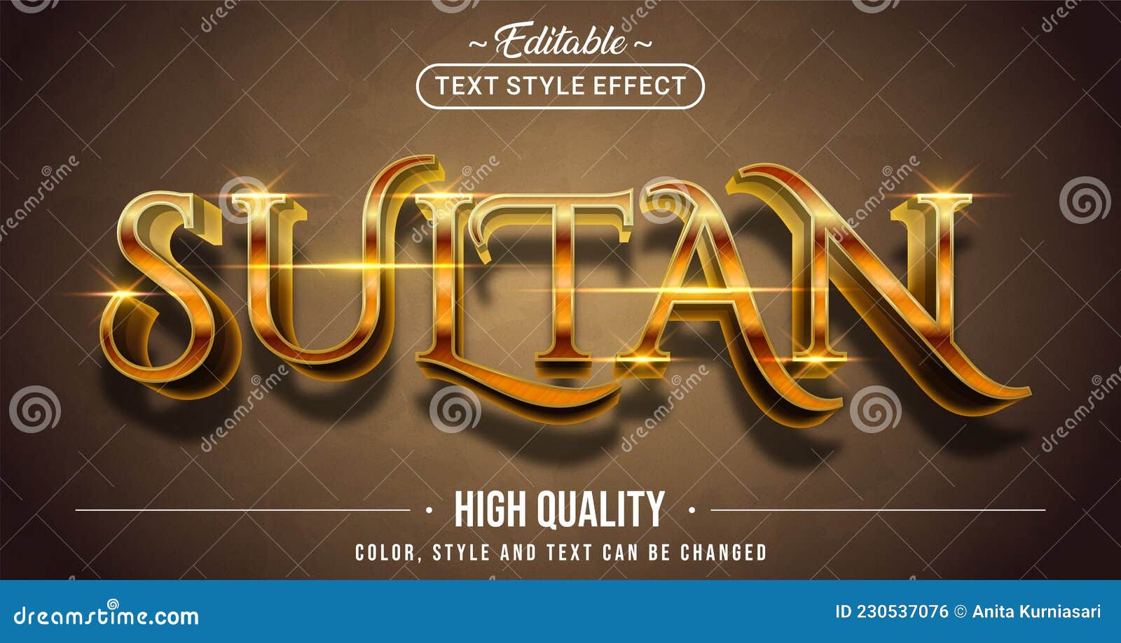 Editable Text Style Effect - Sultan Text Style Theme Stock Vector ...