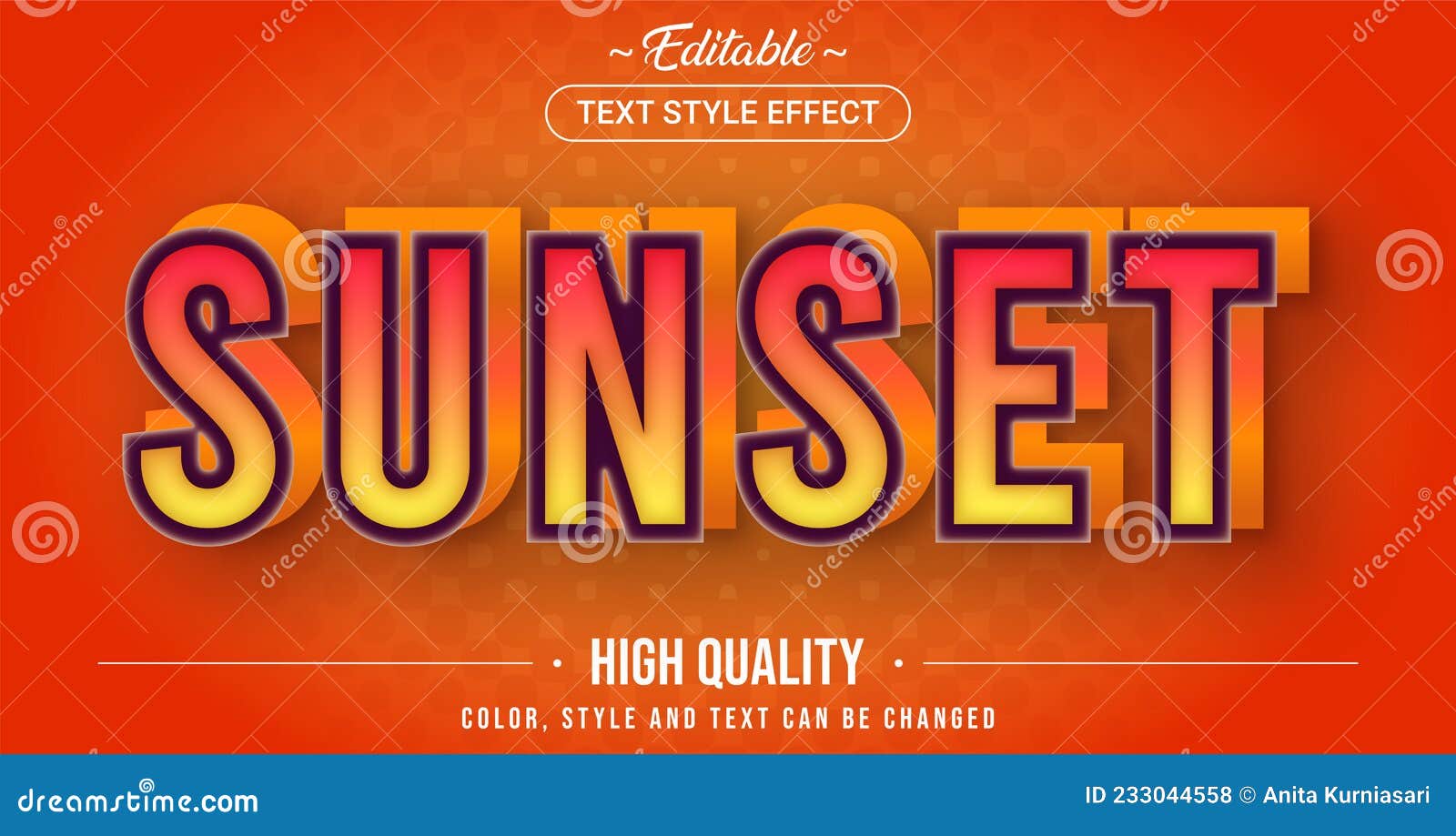 Editable Text Style Effect - Sunset Theme Style Stock Vector ...