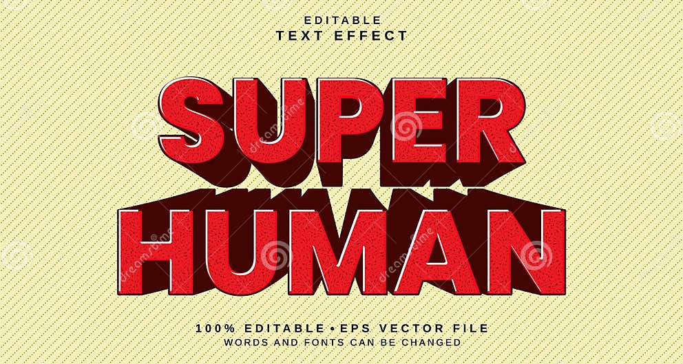 Editable Text Style Effect - Super Human Text Style Theme Stock Vector ...