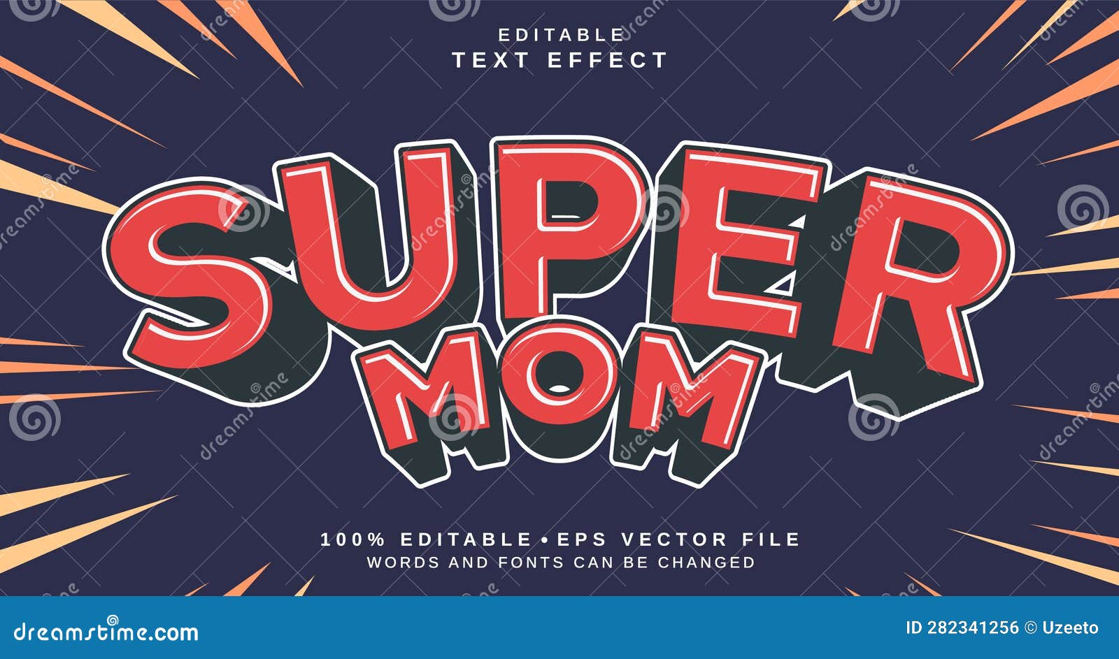 Editable Text Style Effect - Super Mom Text Style Theme Stock Vector ...