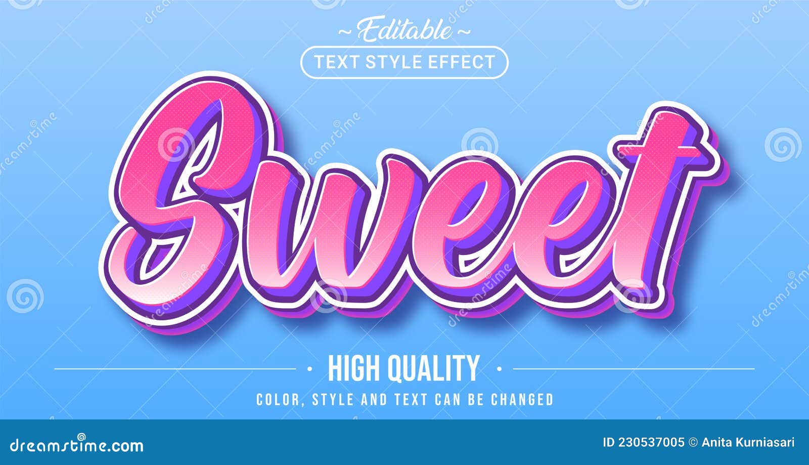 Editable Text Style Effect - Sweet Text Style Theme Stock Vector ...