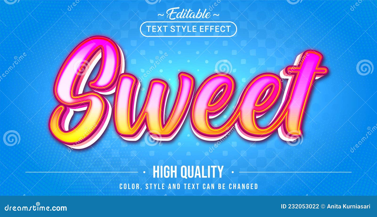 Editable Text Style Effect - Sweet Text Style Theme Stock Vector ...