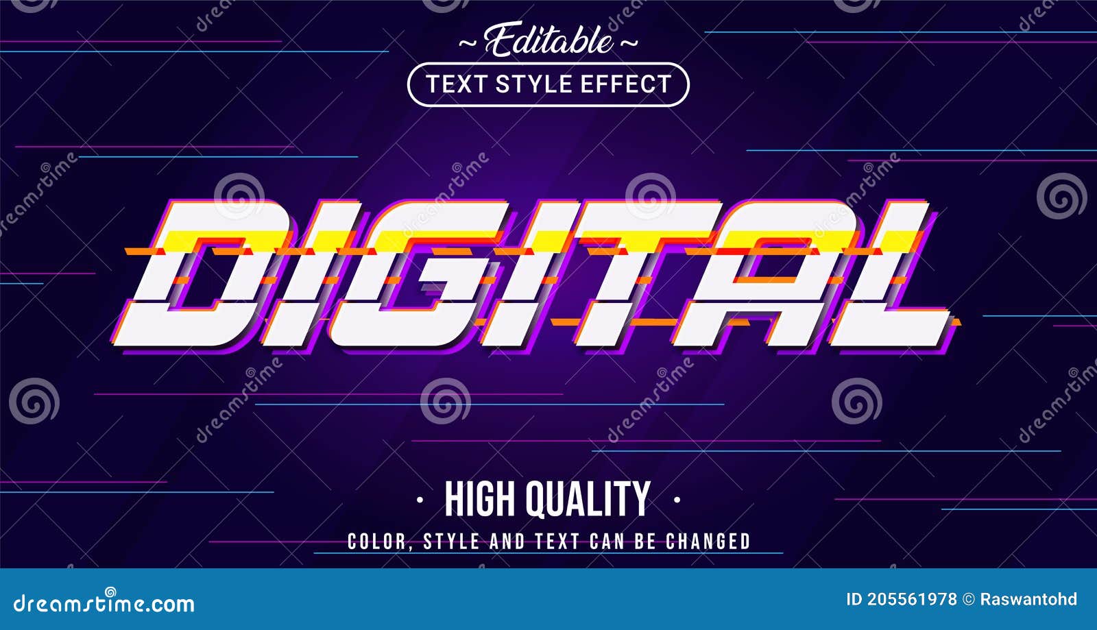 Editable Text Style Effect - Tech Digital Text Style Theme Stock Vector ...