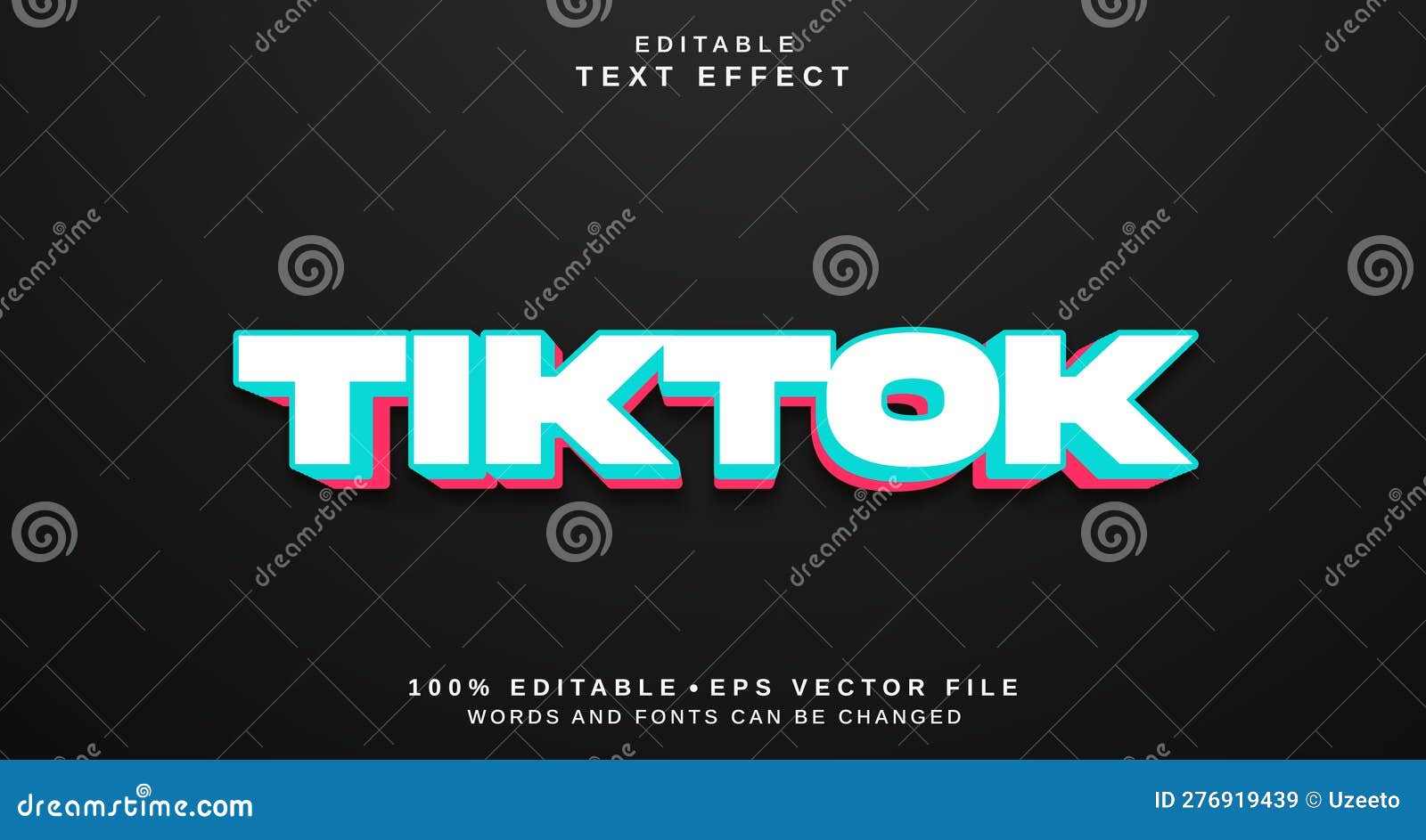 Editable Text Style Effect - Tiktok Text Style Theme Stock Vector ...