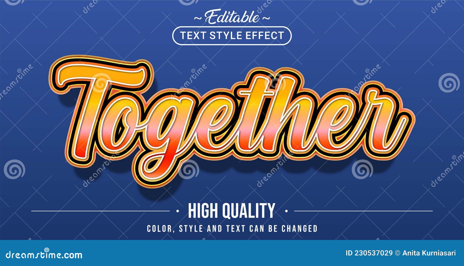 Editable Text Style Effect - Together Text Style Theme Stock Vector ...