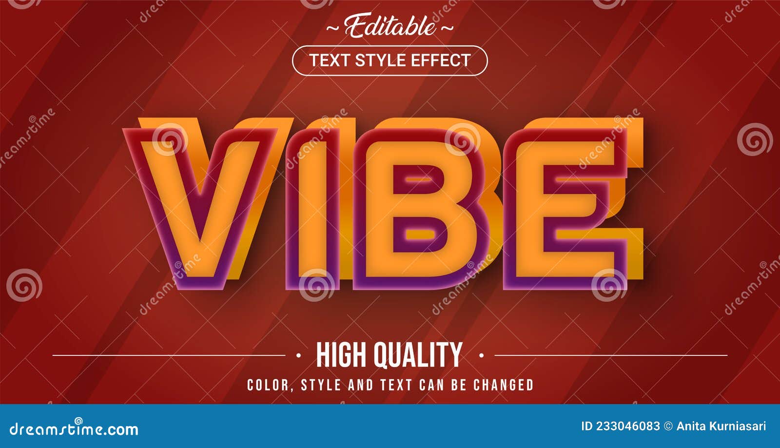 Editable Text Style Effect - Vibe Theme Style Stock Vector ...