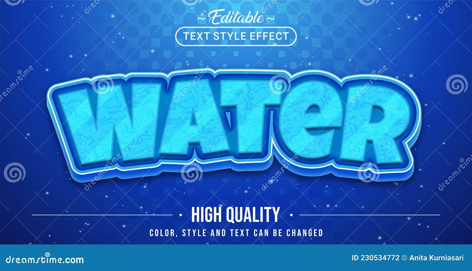 Editable Text Style Effect - Water Text Style Theme Stock Vector ...