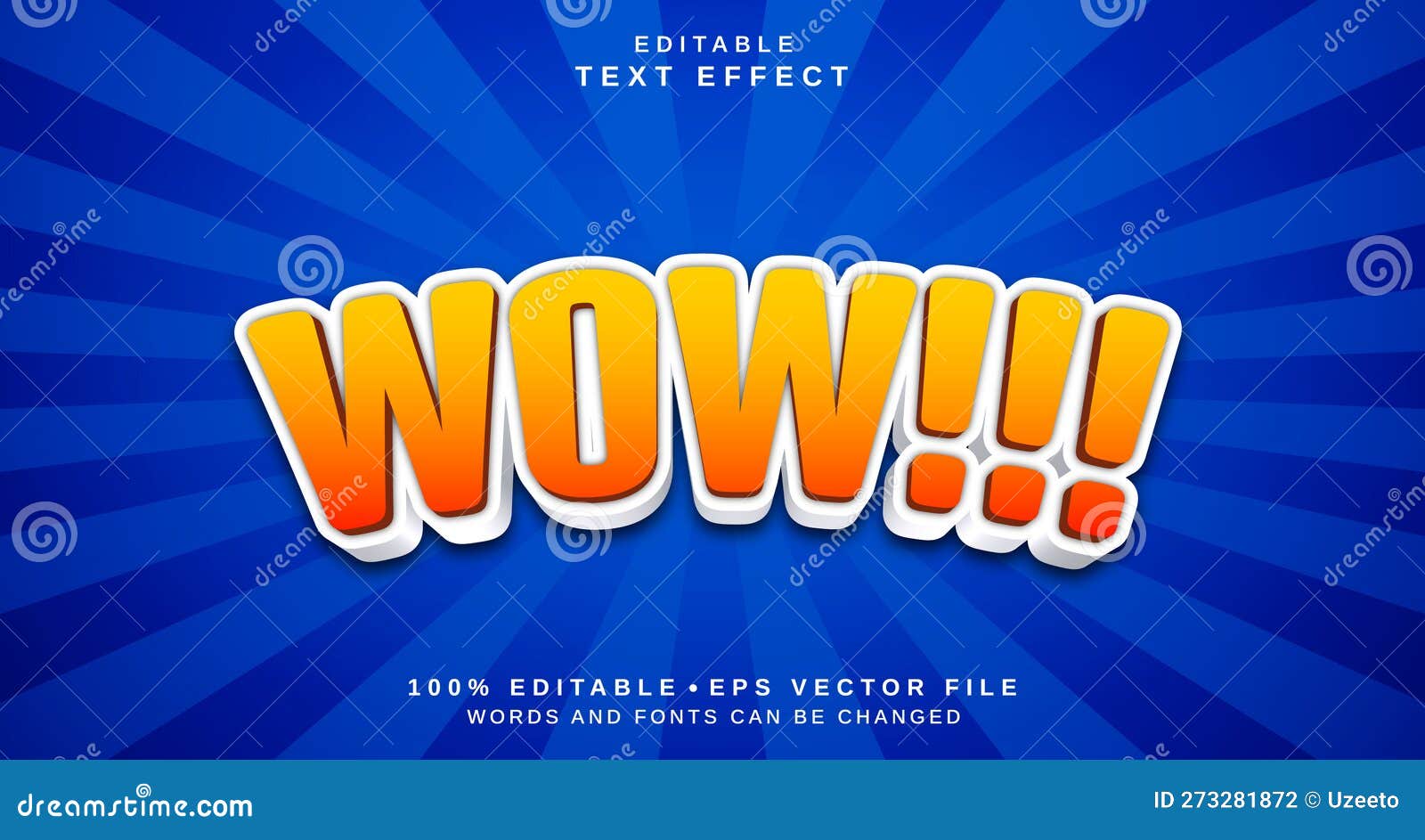 Editable Text Style Effect - Wow Text Style Theme Stock Vector ...