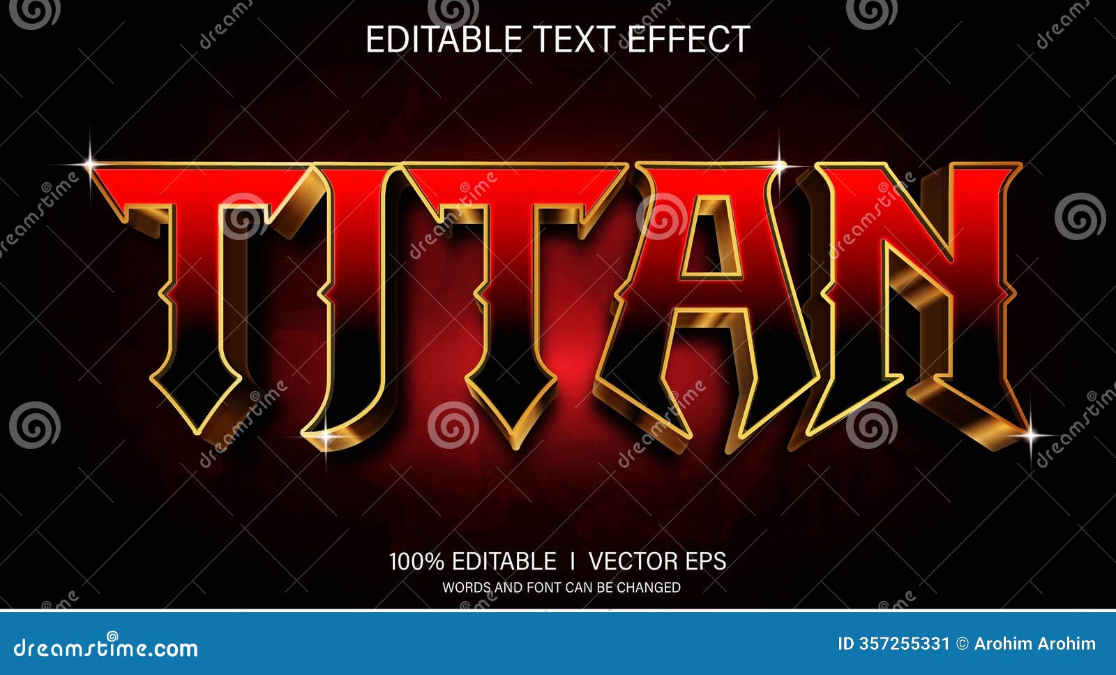 Titan 3d Vector Text Effect with Modern Style Design Stock Illustration ...