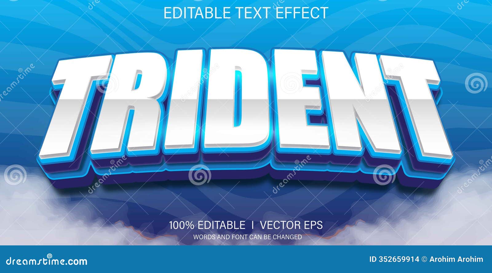 Trident Vector Text Effect with Modern Style Design Stock Illustration ...
