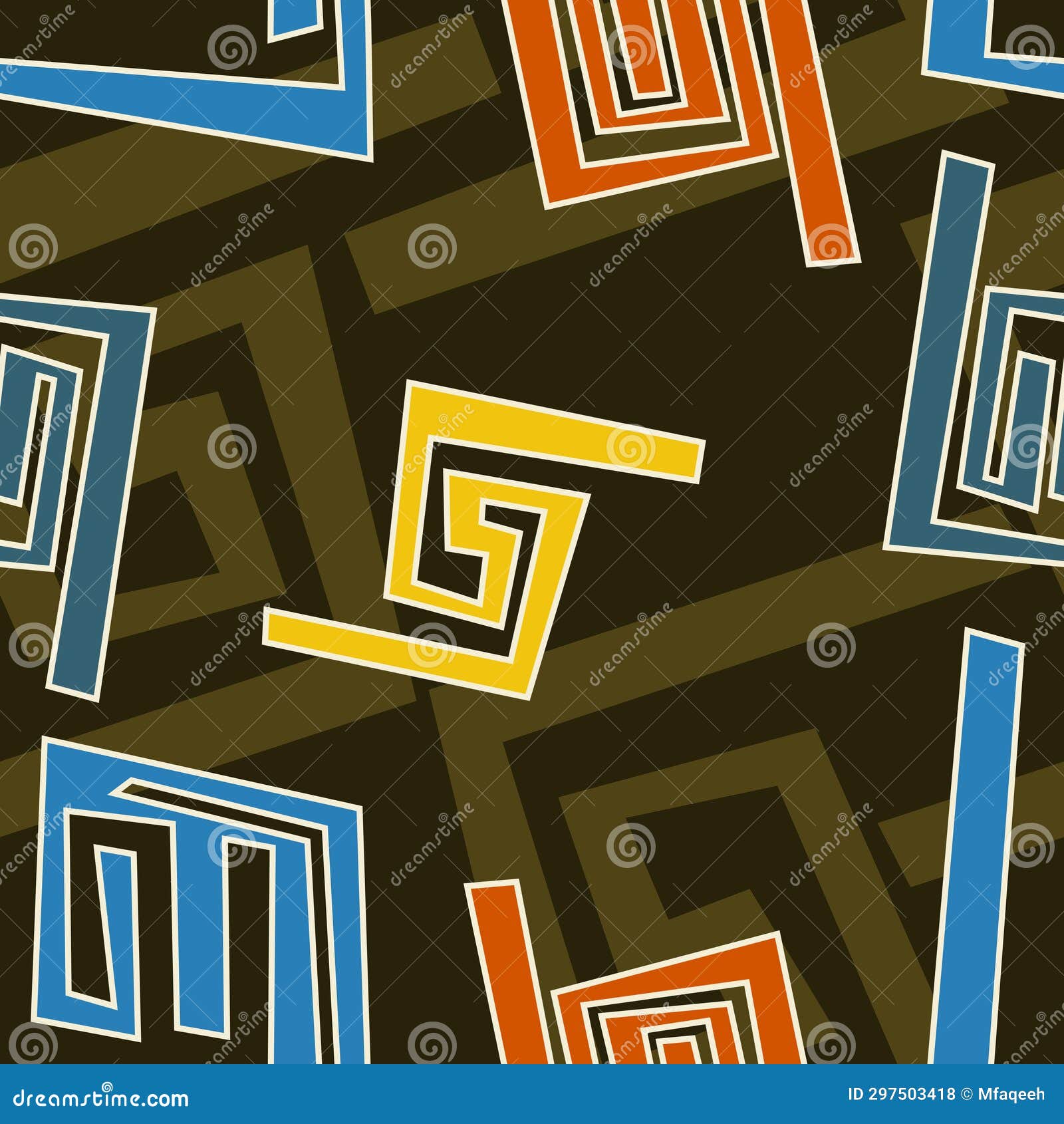 Outlined Weird Shapes Vector with Dark Background Seamless Pattern ...