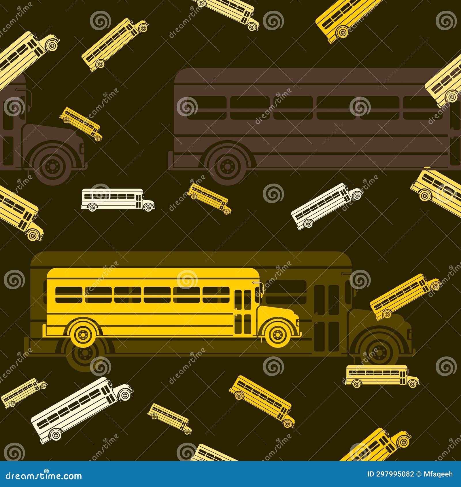 Flat School Bus Vector Illustration with Dark Background Seamless ...
