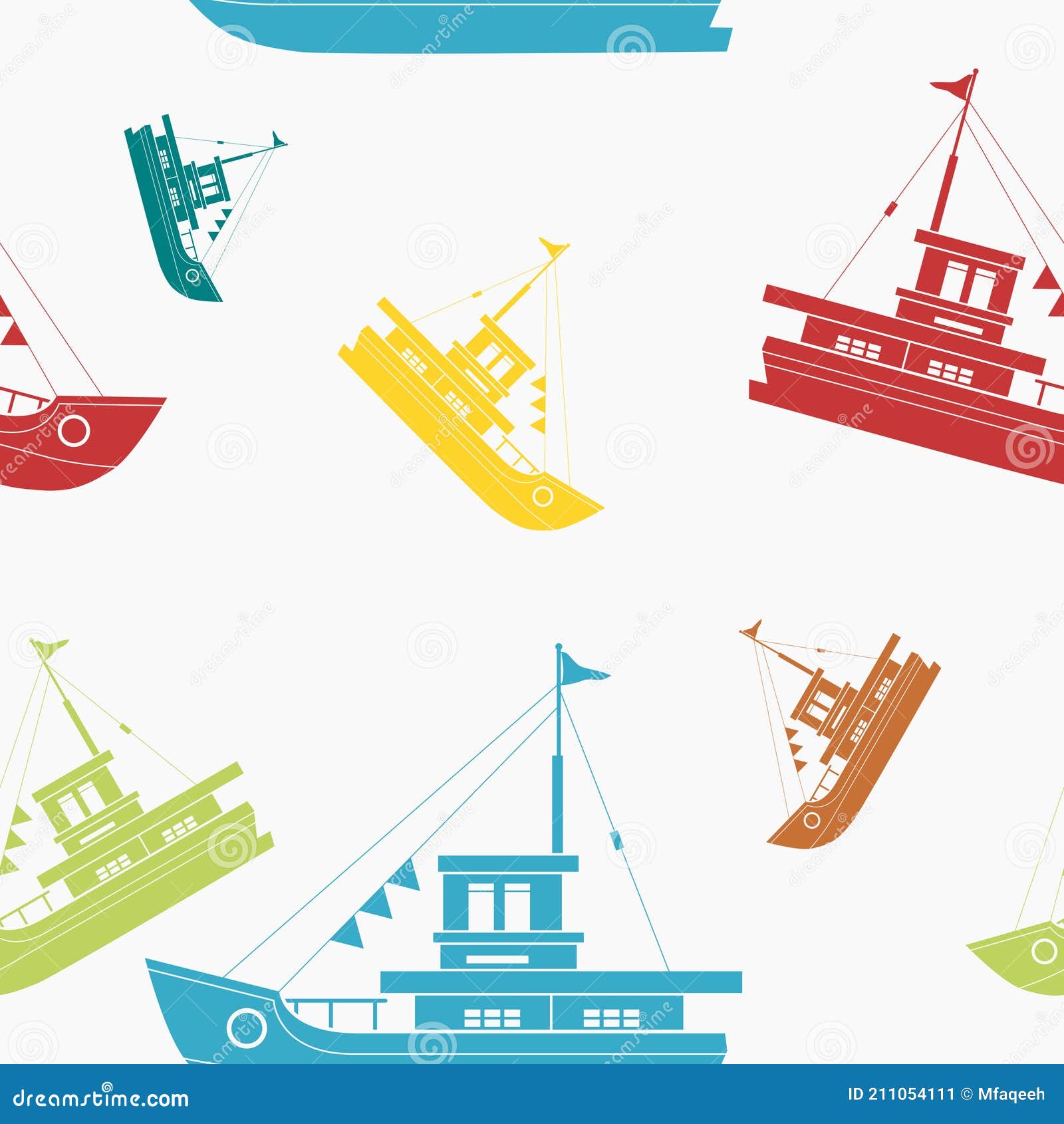 Side View Ship Seamless Pattern Vector Illustration Stock Vector ...