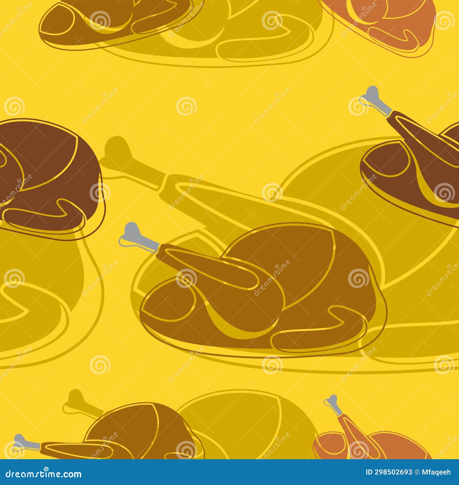 Thanksgiving Turkey Meat Vector Illustration Seamless Pattern Stock ...