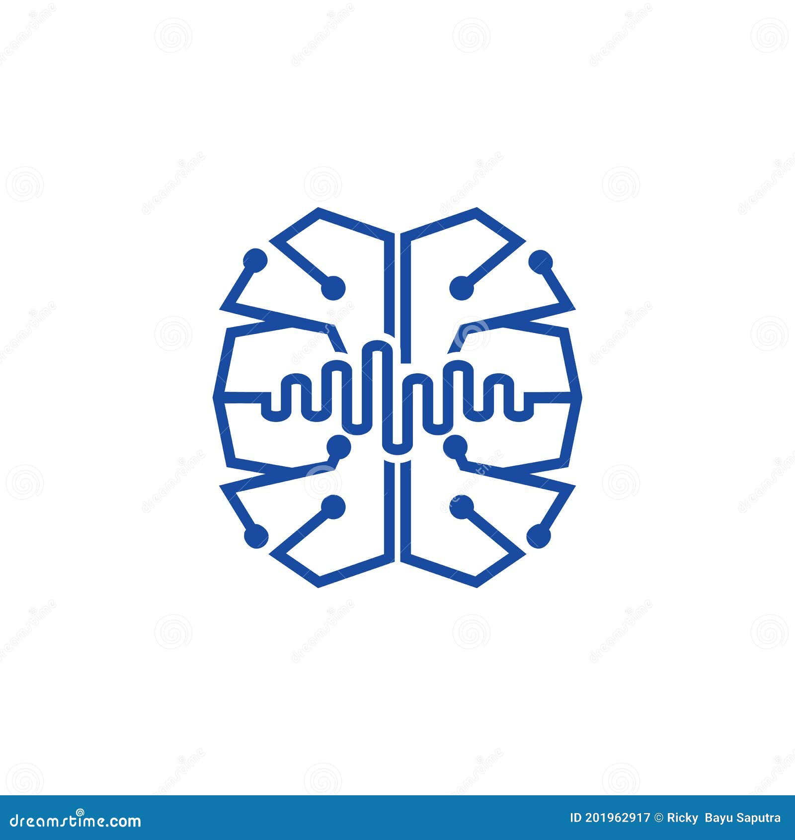 Abstract Modern Tech Brain Wave Artificial Intelligence Vector Icon ...