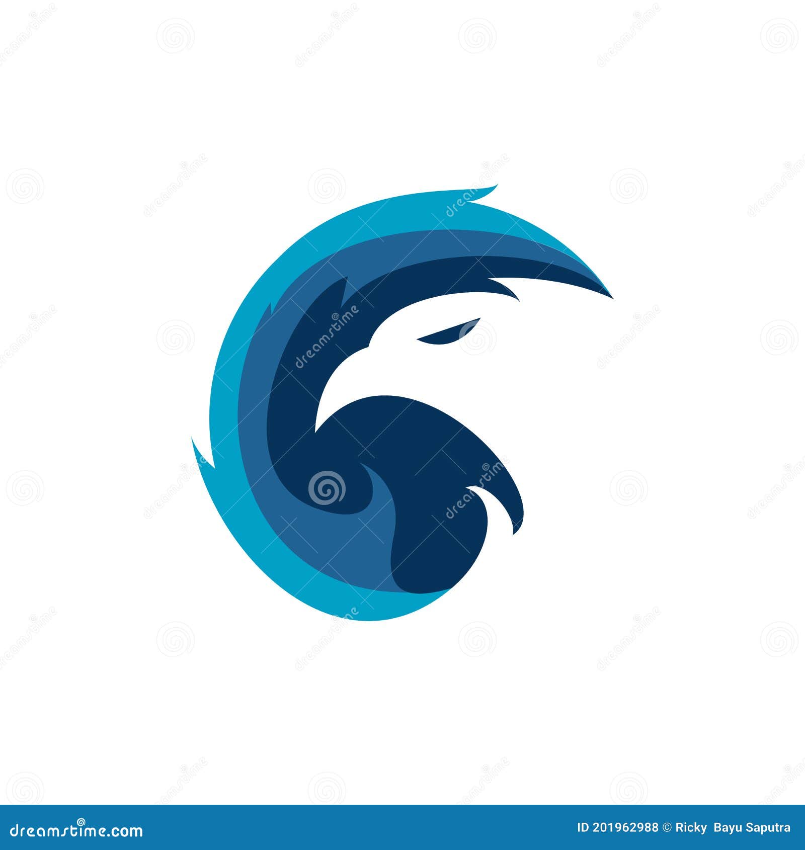 Simple Modern Negative Space Eagle Head and a Wave Vector Icon Stock ...