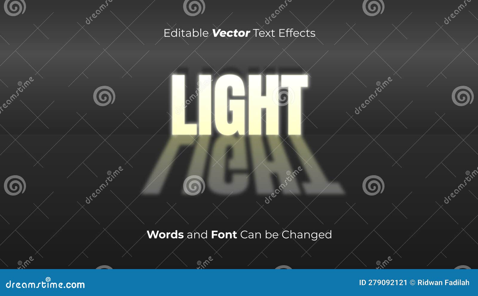 Editable Vector Light Text Effects with Reflection Stock Vector ...