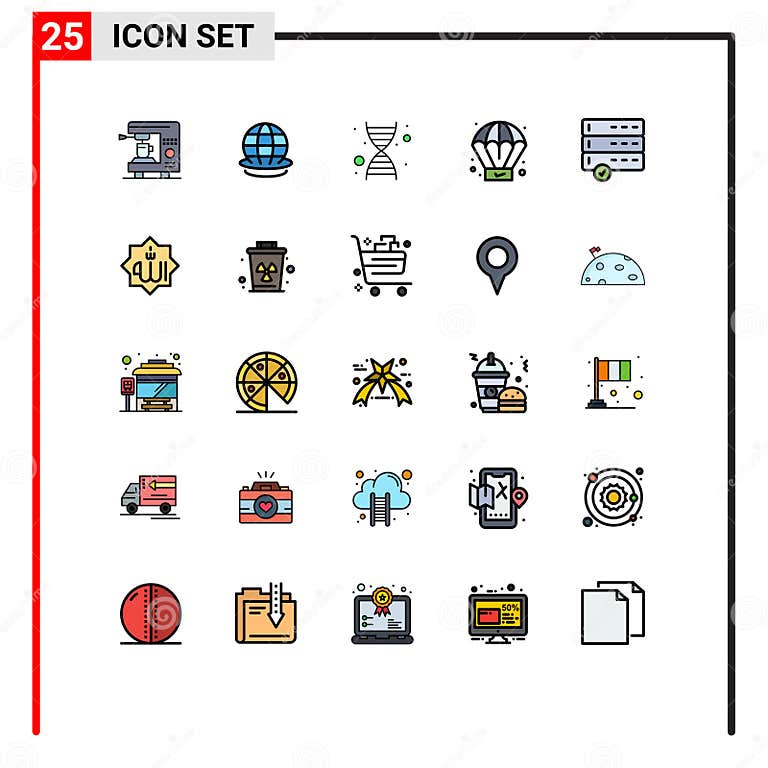 Pack of 25 Creative Filled Line Flat Colors of Allah, Data, Dna ...