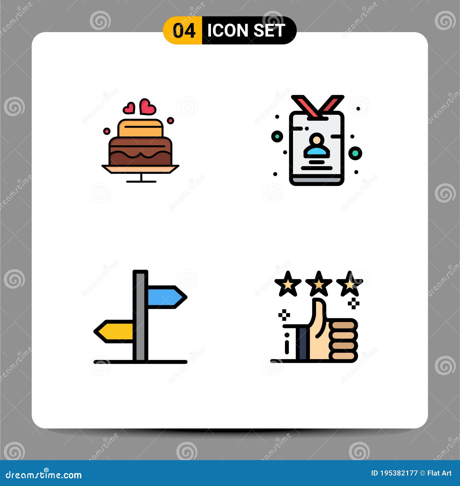 Universal Icon Symbols Group of 4 Modern Filledline Flat Colors of Cake ...