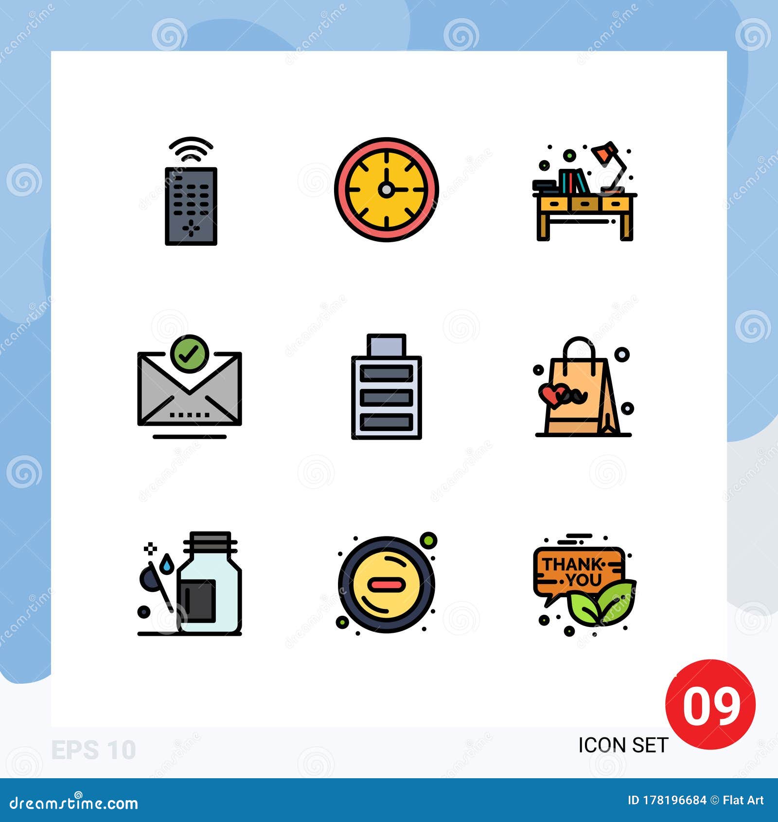 Editable Vector Line Pack of 9 Simple Filledline Flat Colors of Full ...