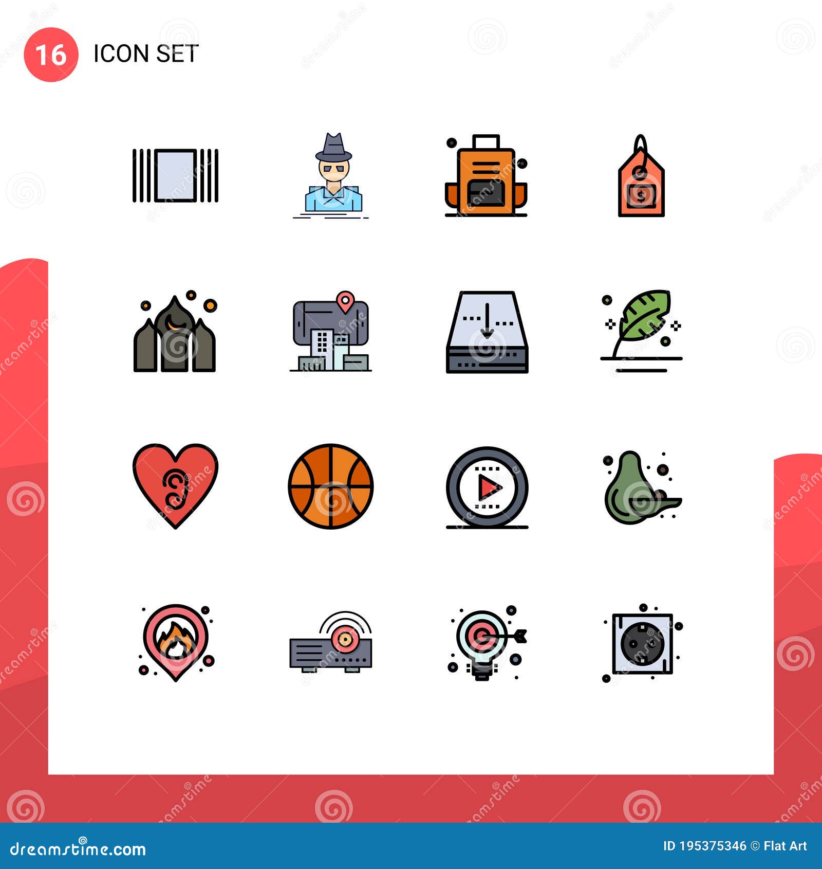 Editable Vector Line Pack of 16 Simple Flat Color Filled Lines of ...