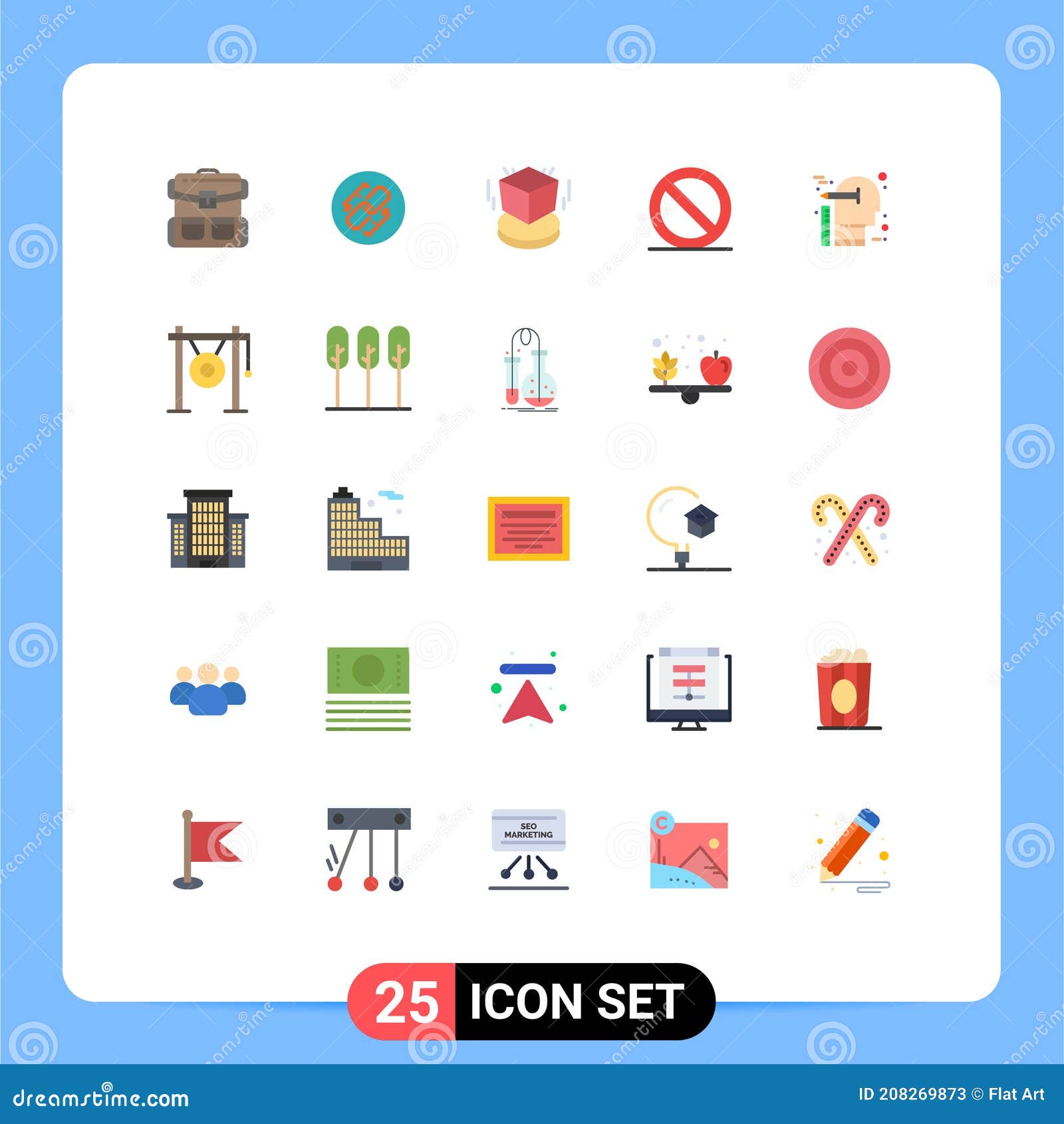 Pictogram Set of 25 Simple Flat Colors of Creative, Media, Connection ...