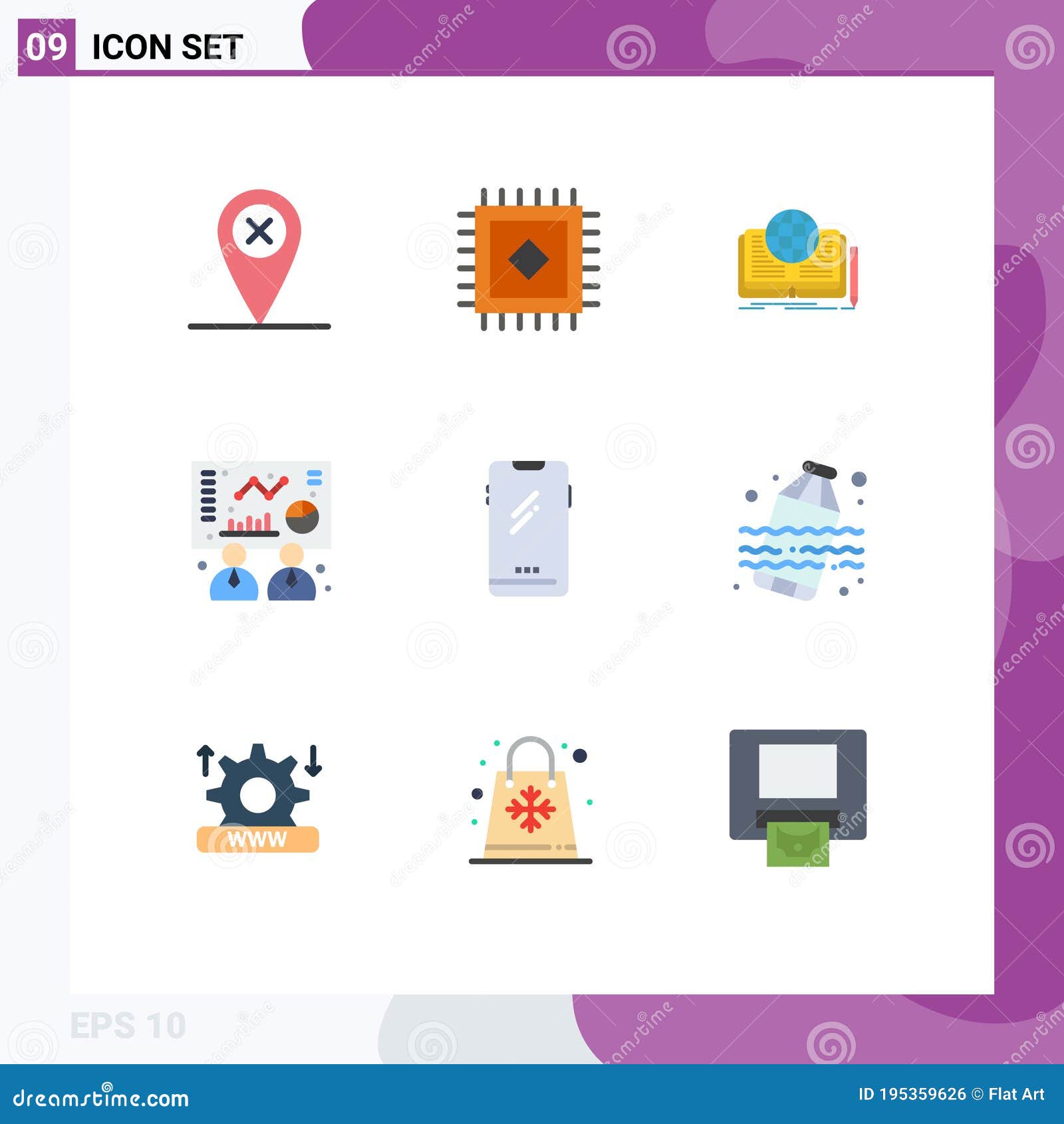 Mobile Interface Flat Color Set of 9 Pictograms of Iphone, Mobile ...