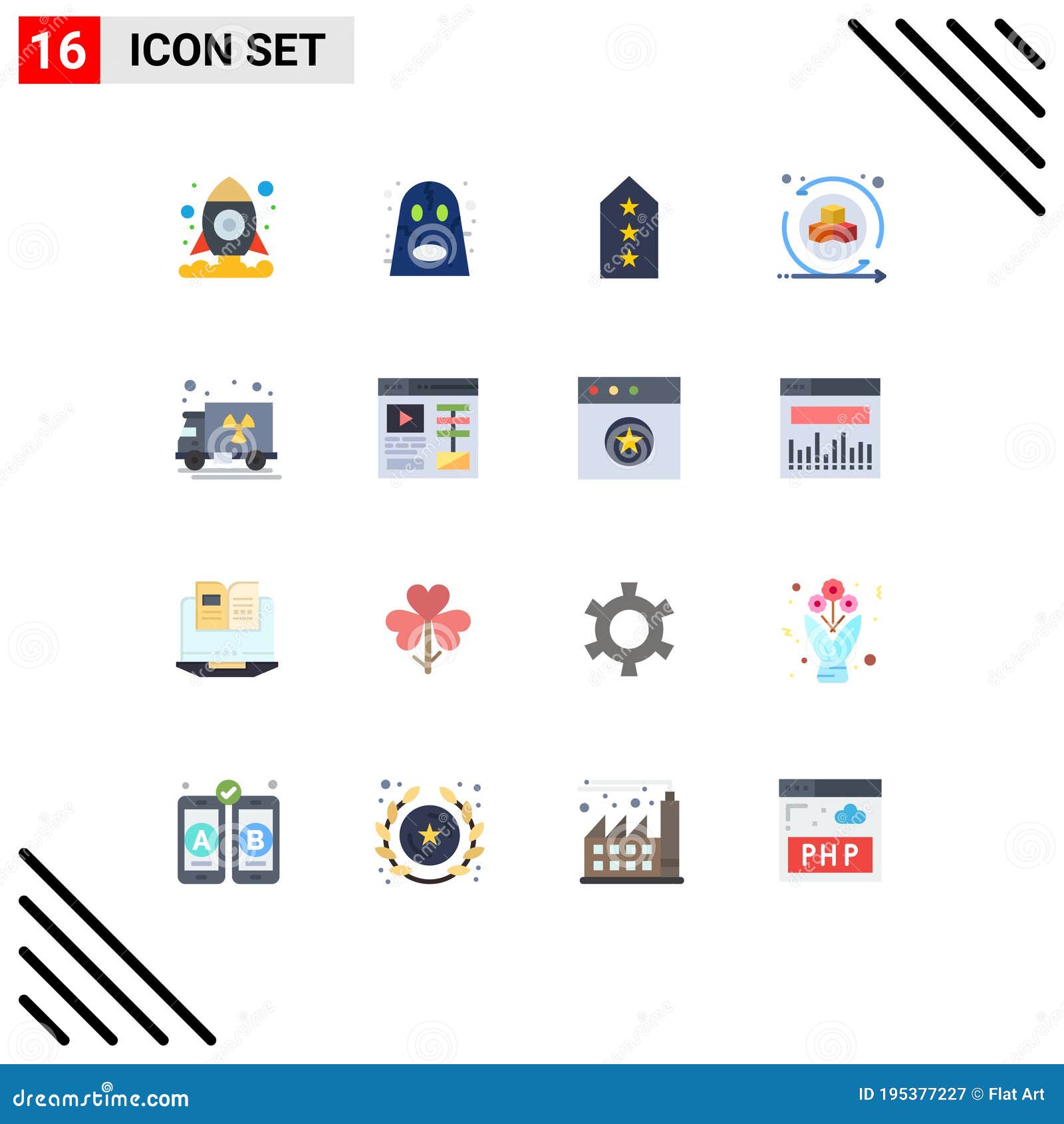 Set of 16 Modern UI Icons Symbols Signs for Pollution, Virtual, Rank ...
