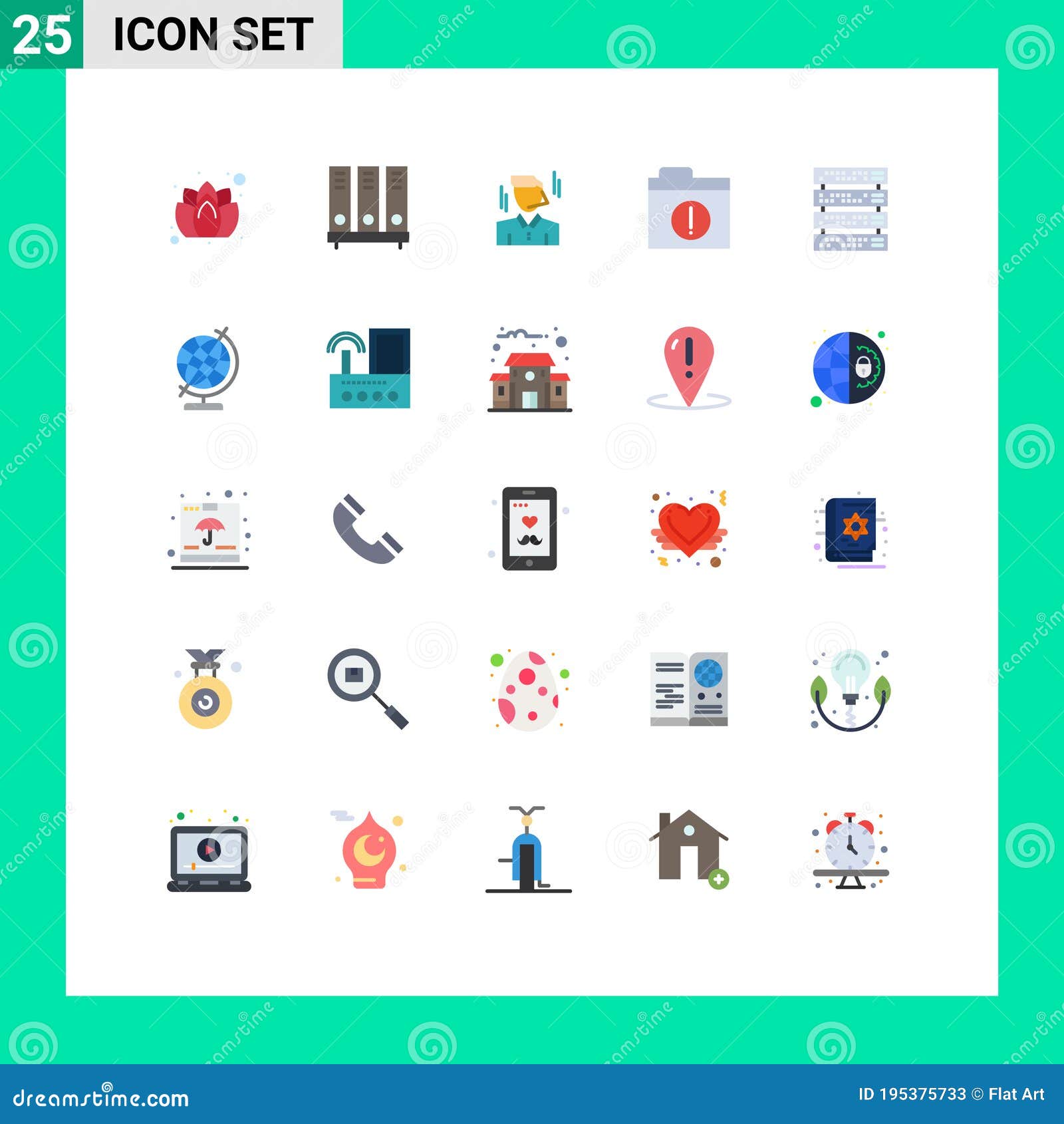 Flat Color Pack of 25 Universal Symbols of Rack, Folder, File, Files ...