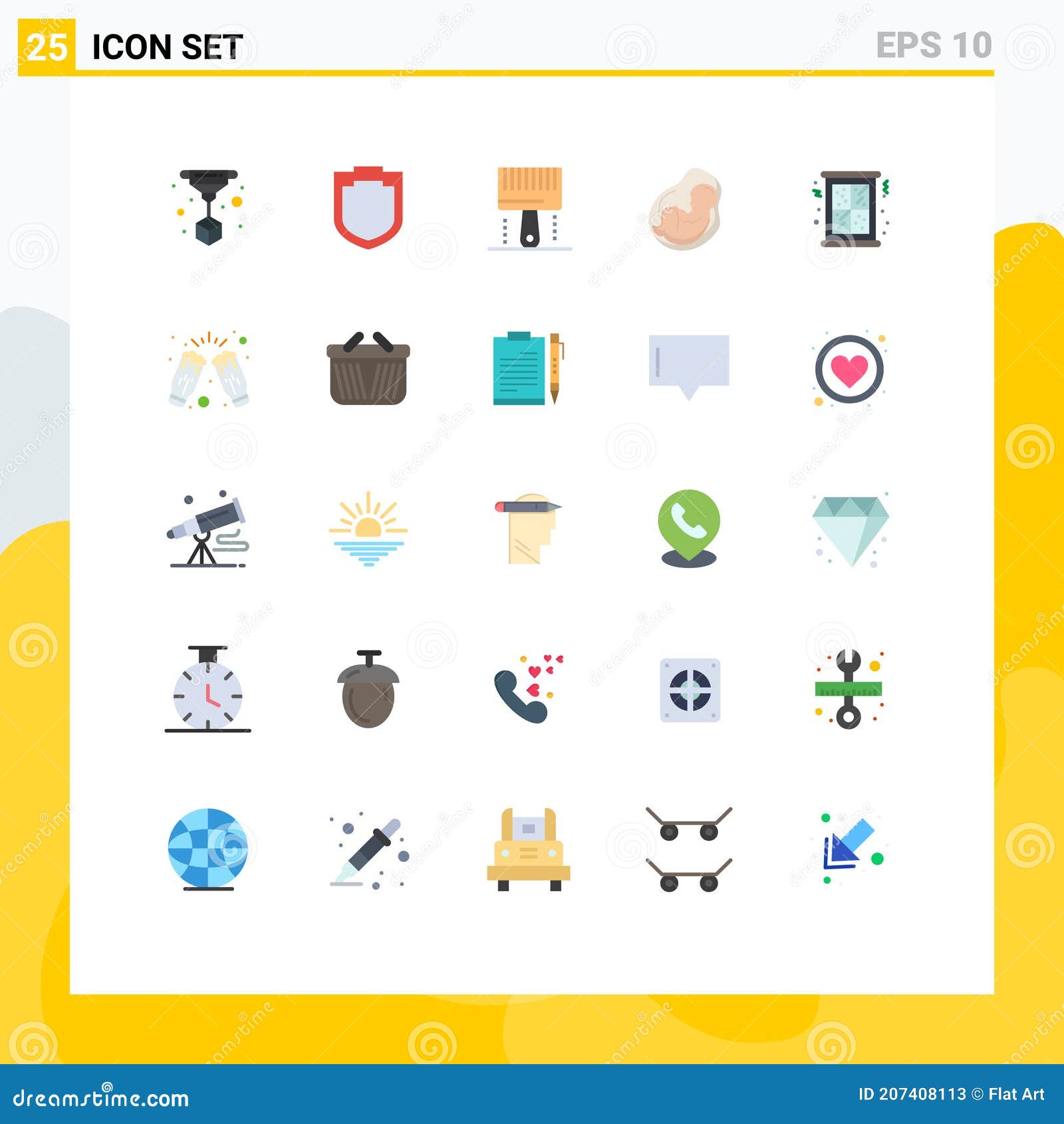 Pictogram Set of 25 Simple Flat Colors of Snow, Fetus, Development ...