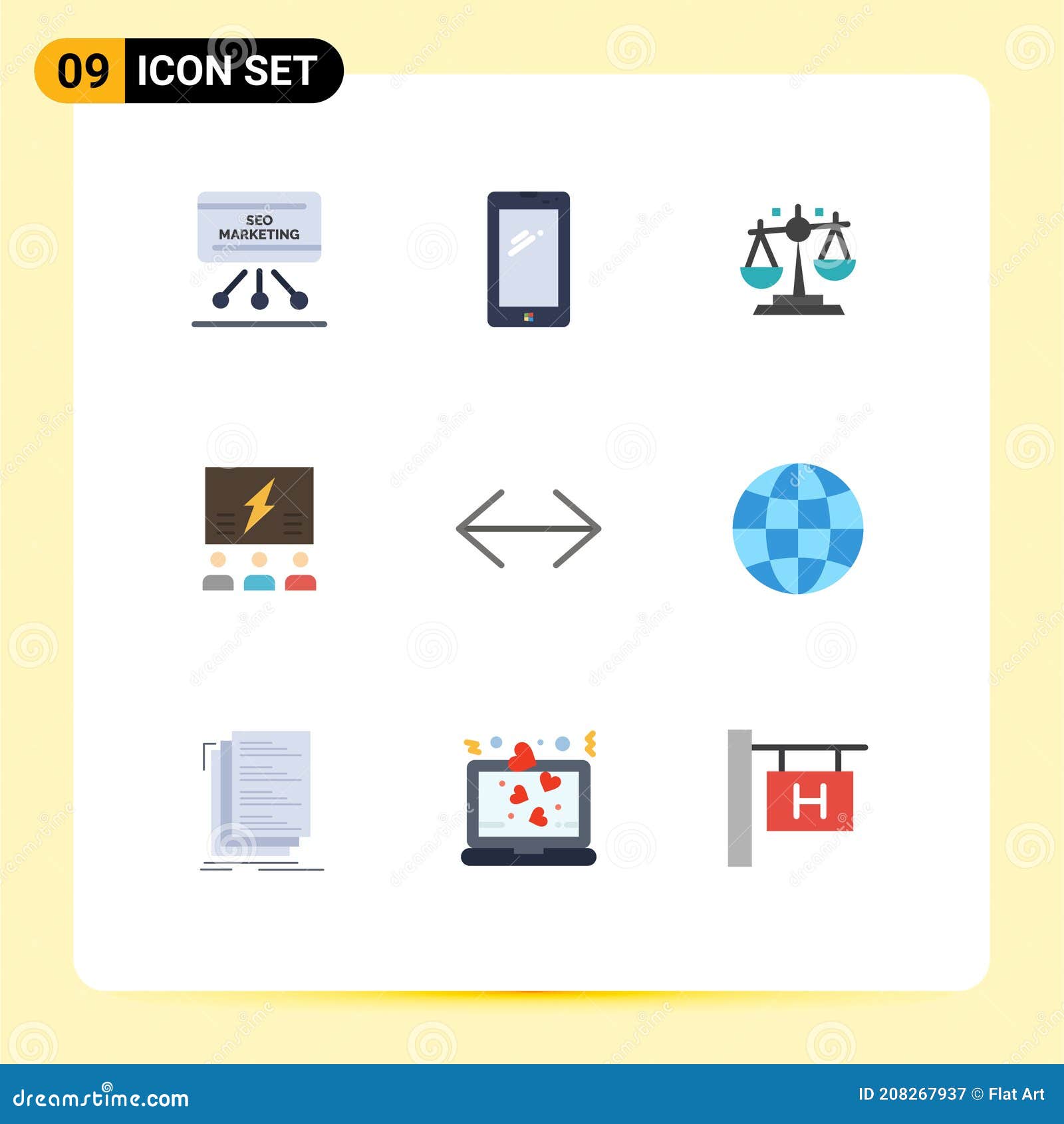 Universal Icon Symbols Group of 9 Modern Flat Colors of Solution, Group ...