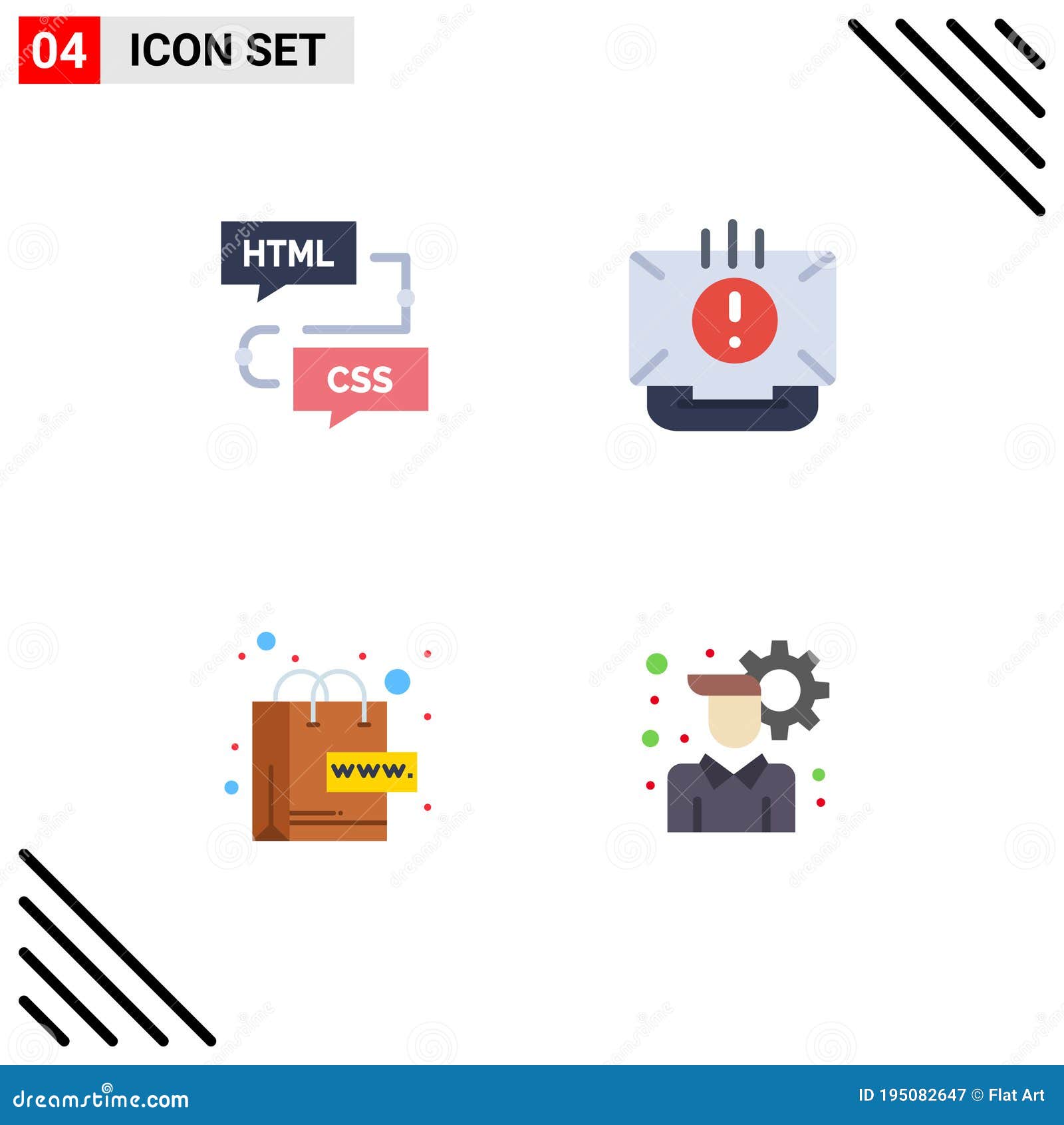 Editable Vector Line Pack of 4 Simple Flat Icons of Coding, Mail ...