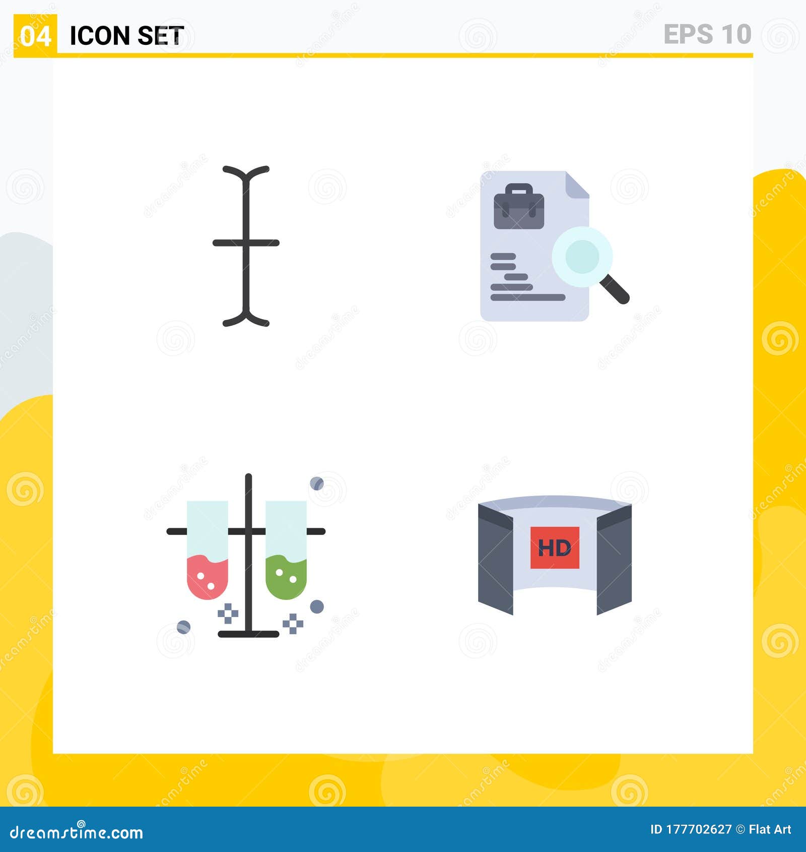 Modern Set of 4 Flat Icons and Symbols Such As Cursor, Test Tubes ...