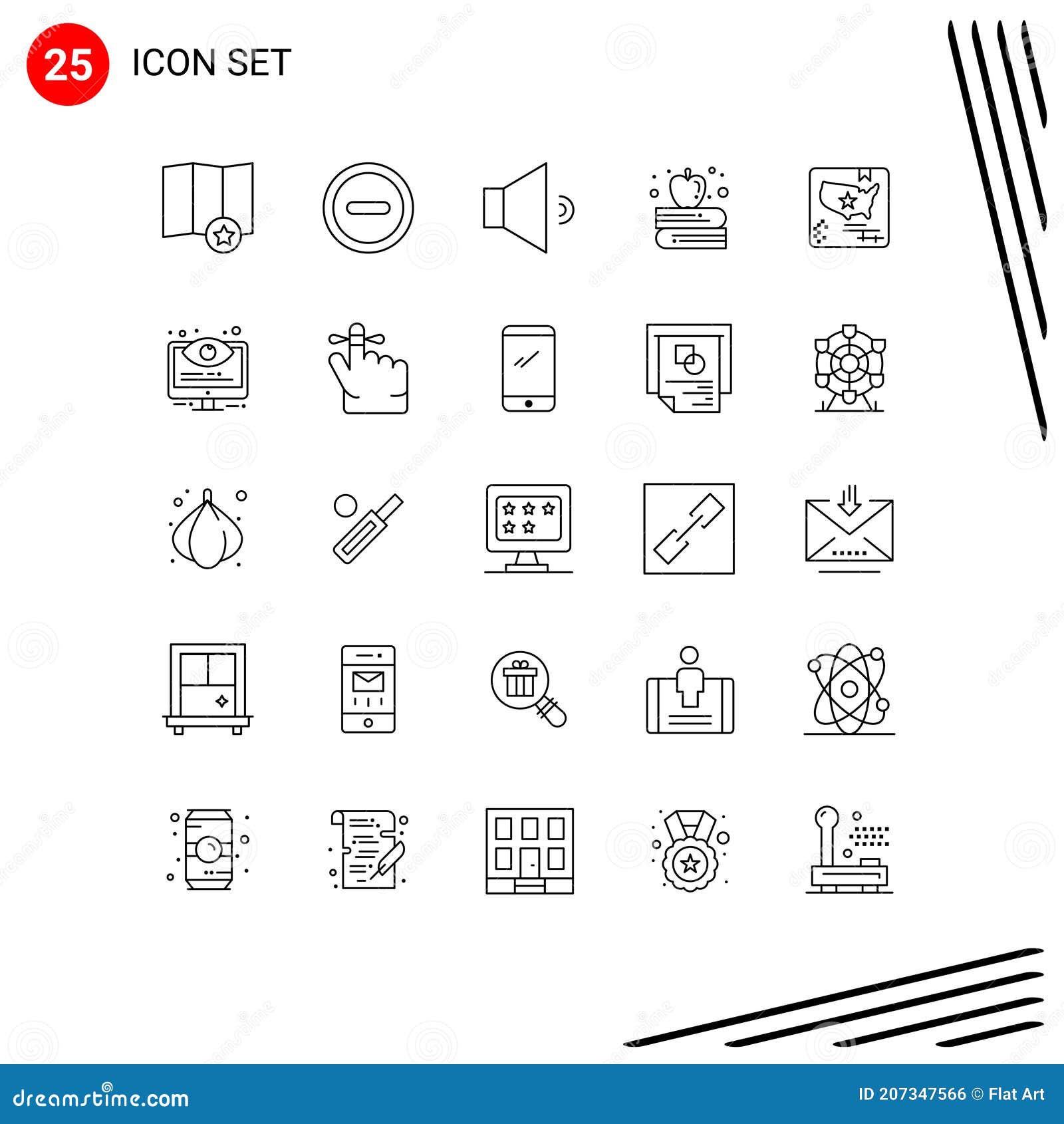 25 User Interface Line Pack Of Modern Signs And Symbols Of Control ...