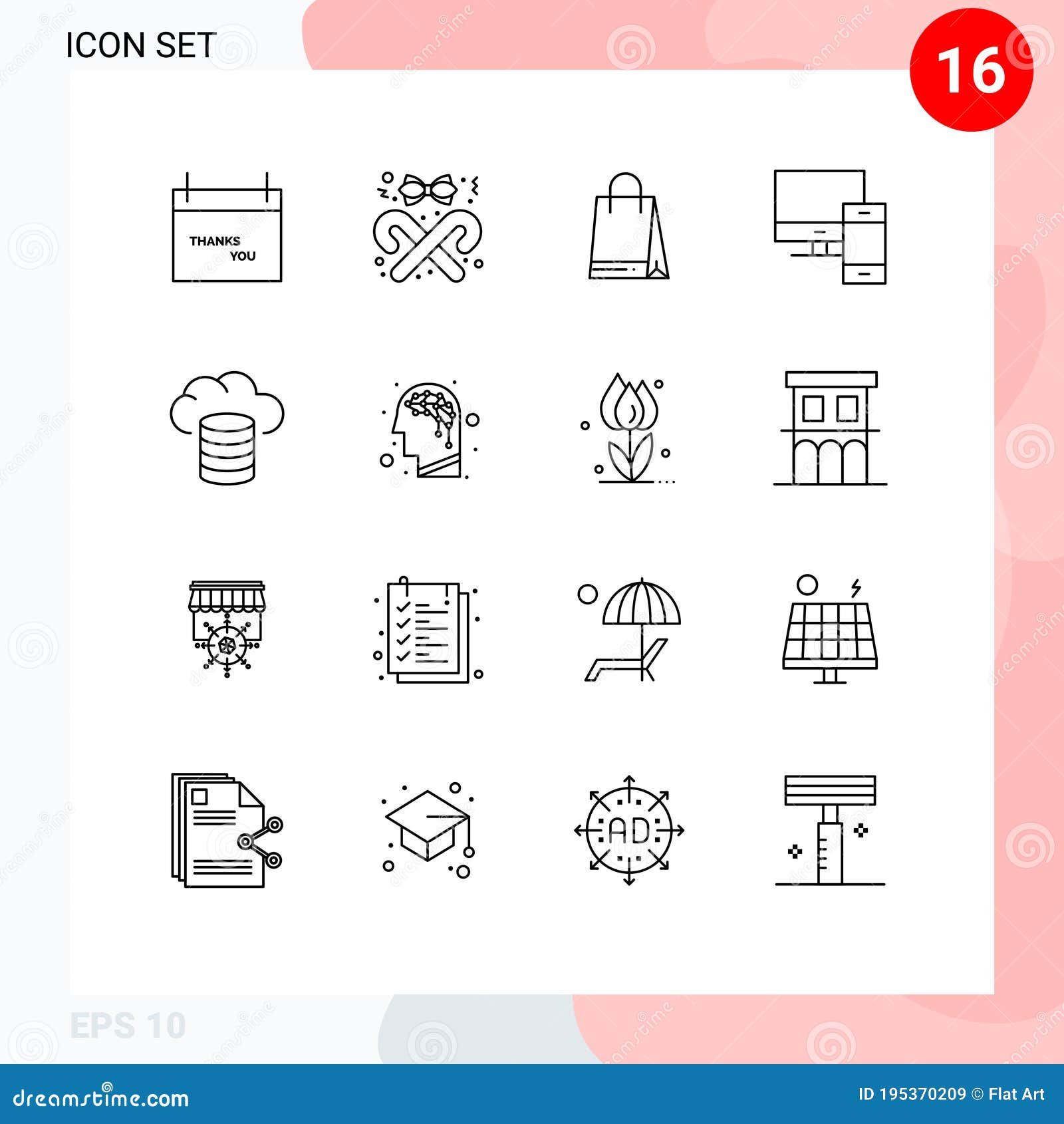 Group of 16 Modern Outlines Set for Backup, Pc, Stick, Mac, Computer ...