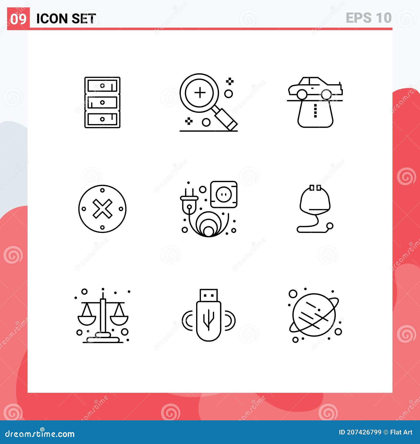 Editable Vector Line Pack of 9 Simple Outlines of Cancel, Cross, Ui ...