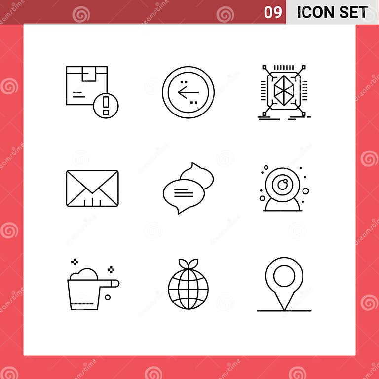 Editable Vector Line Pack of 9 Simple Outlines of Chatting, Message ...