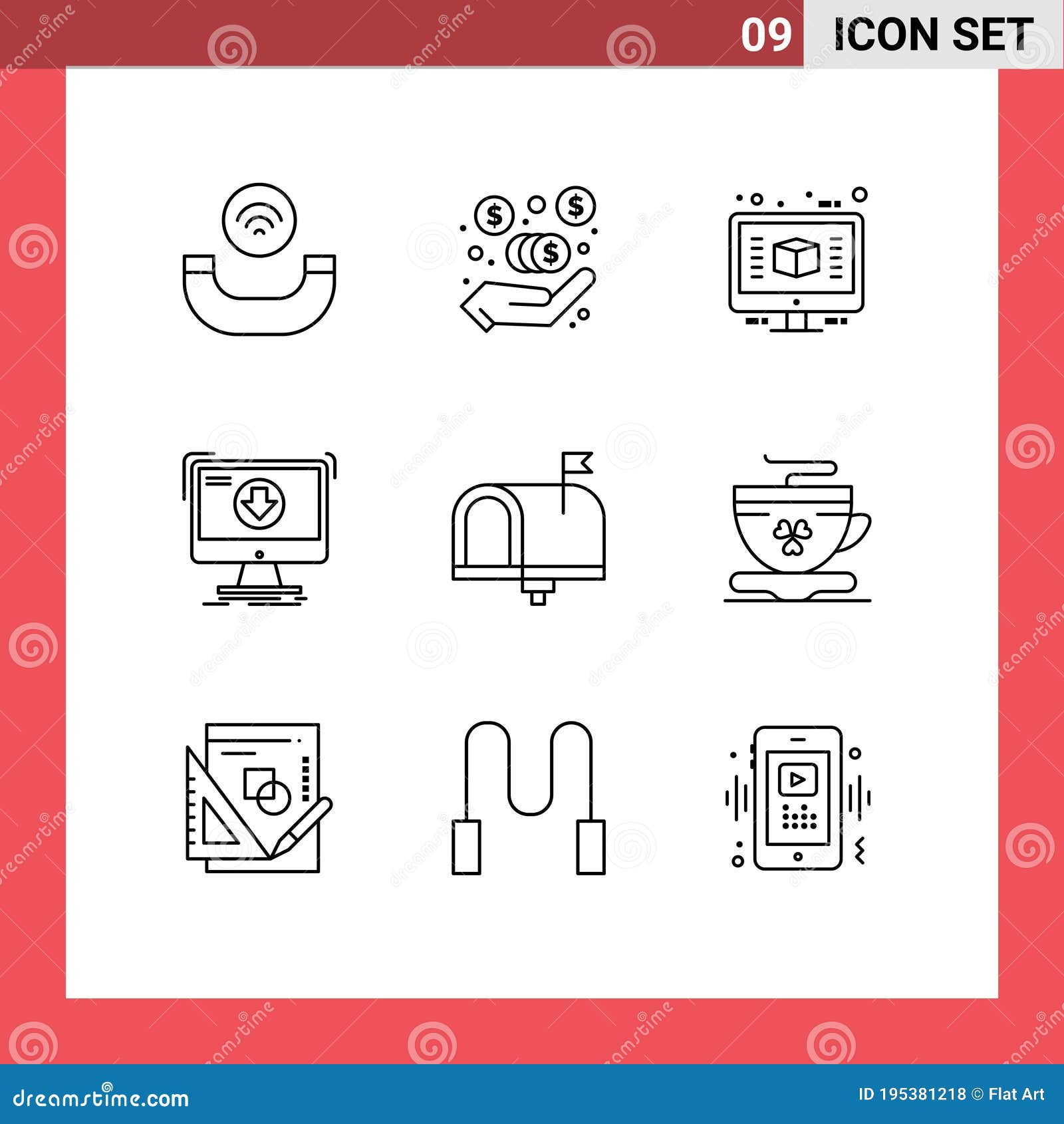 Editable Vector Line Pack of 9 Simple Outlines of Contact Us ...
