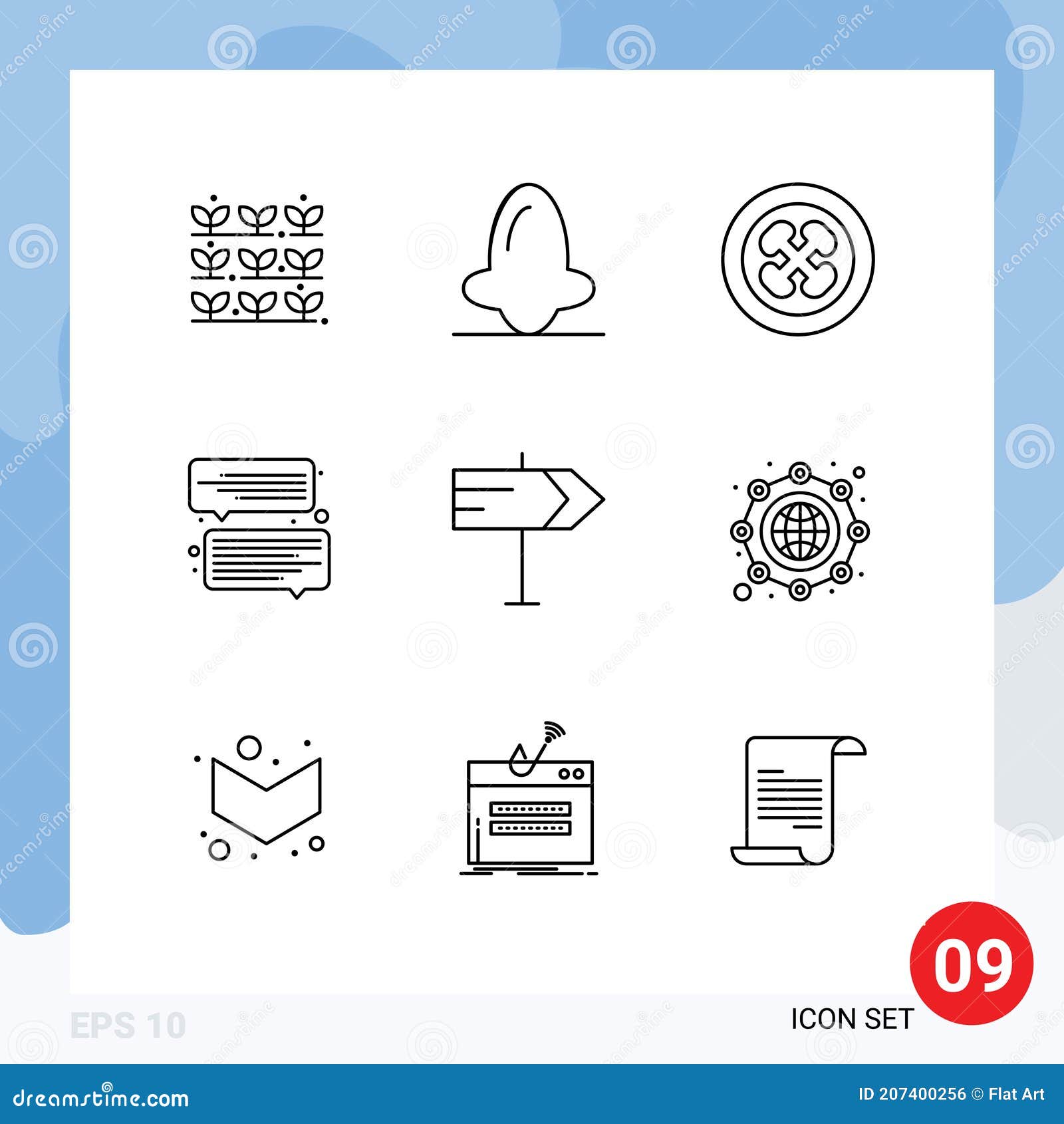 Editable Vector Line Pack of 9 Simple Outlines of Direction ...