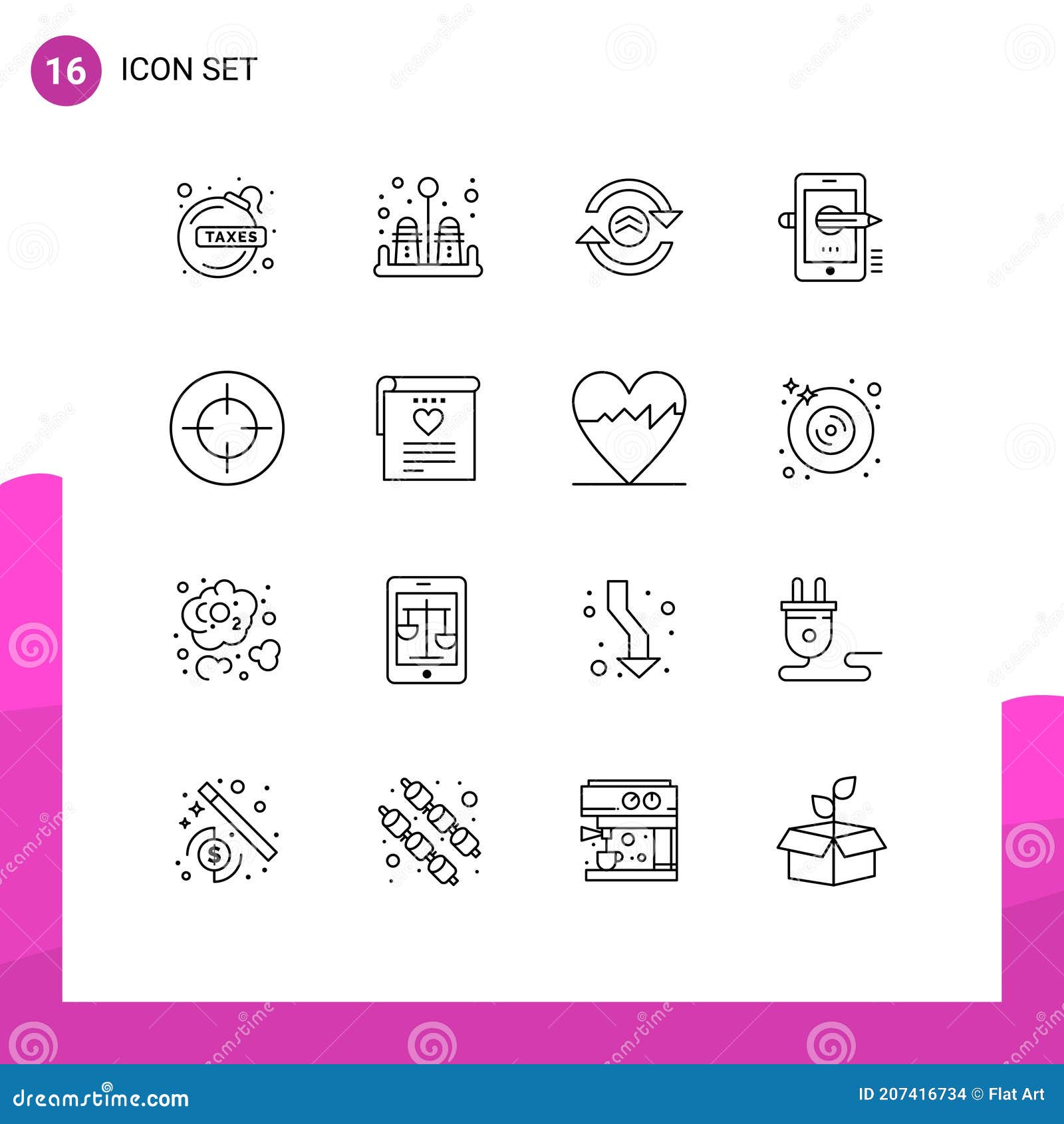 Editable Vector Line Pack of 16 Simple Outlines of Focus, Composing ...