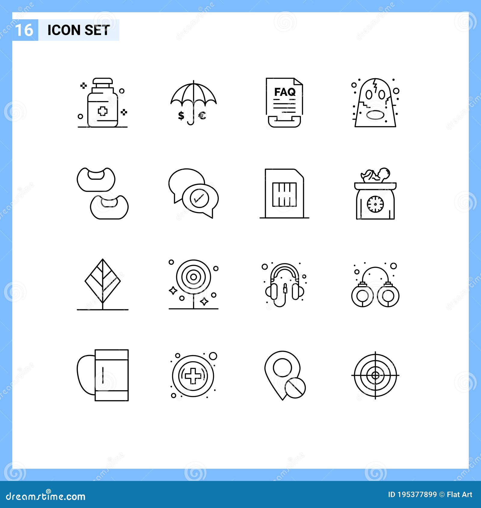 16 Thematic Vector Outlines and Editable Symbols of Scary, Ghost, Save ...